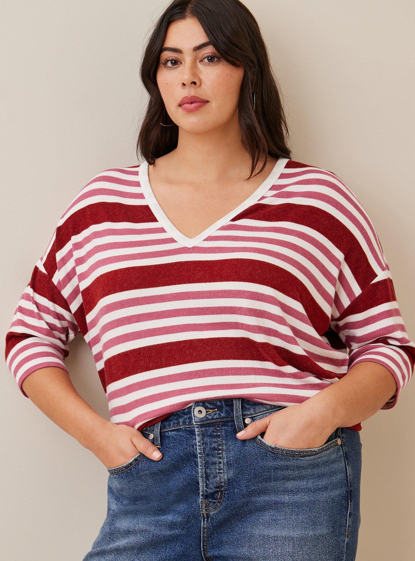 Plus Size - Relaxed Fit Super Soft Plush V-Neck Drop Shoulder Top - Torrid