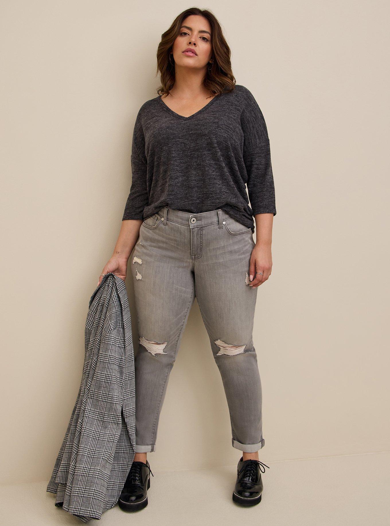 Plus Size - Relaxed Fit Super Soft Plush V-Neck Drop Shoulder Top - Torrid