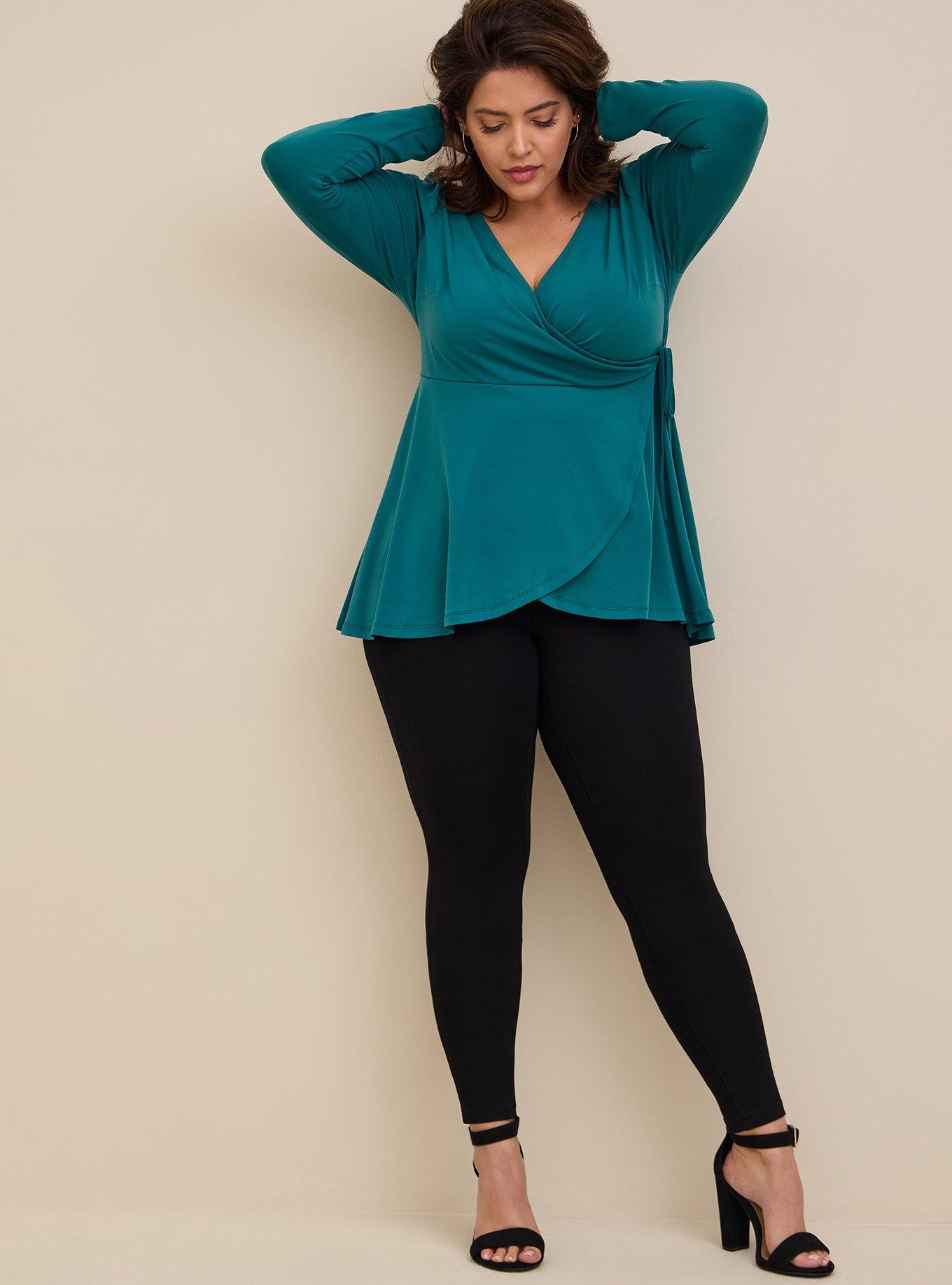 Plus Size - Studio Knit Surplice Wrap Long Sleeve Top - Torrid