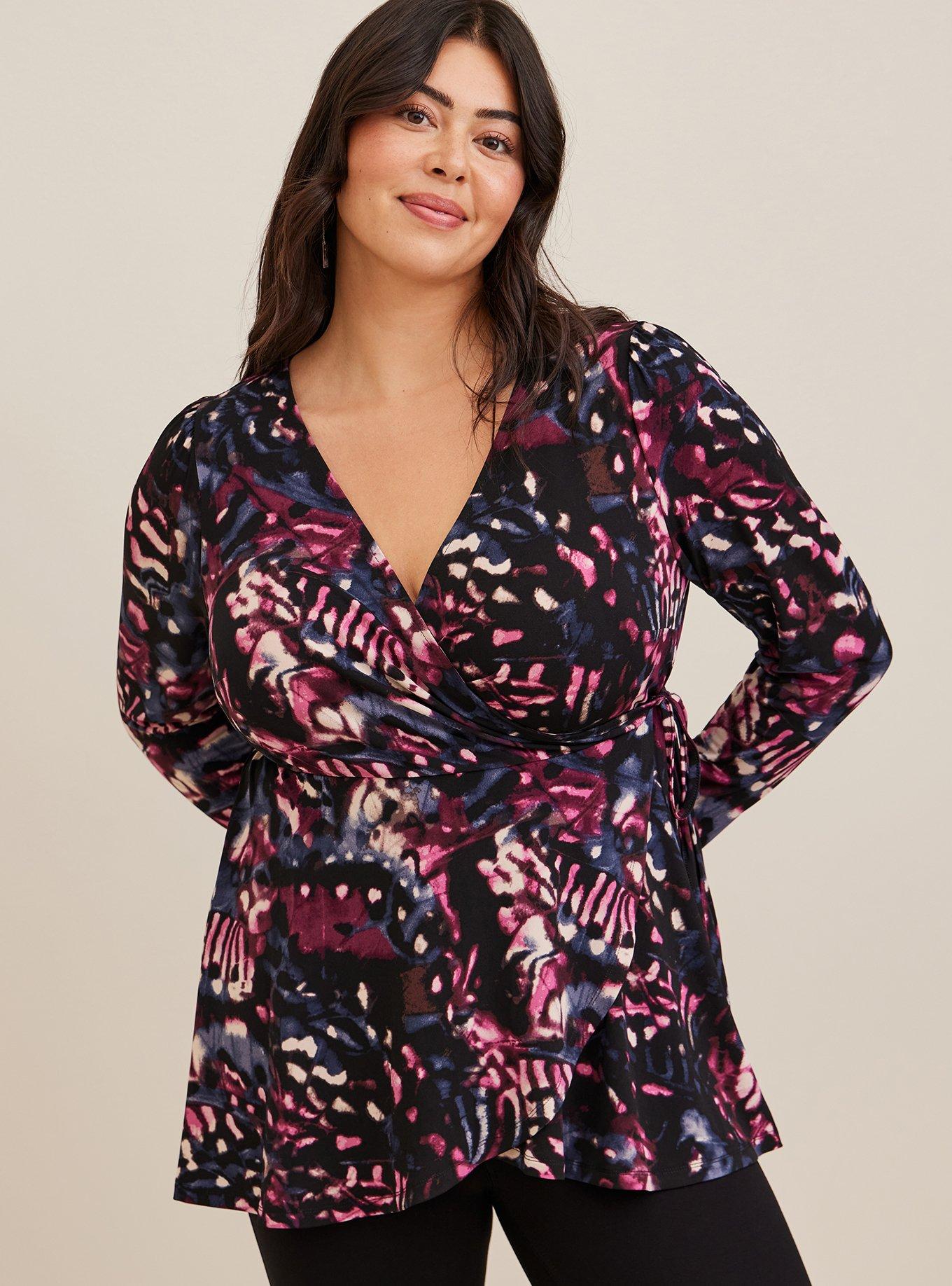 Plus Size - Studio Knit Surplice Wrap Long Sleeve Top - Torrid