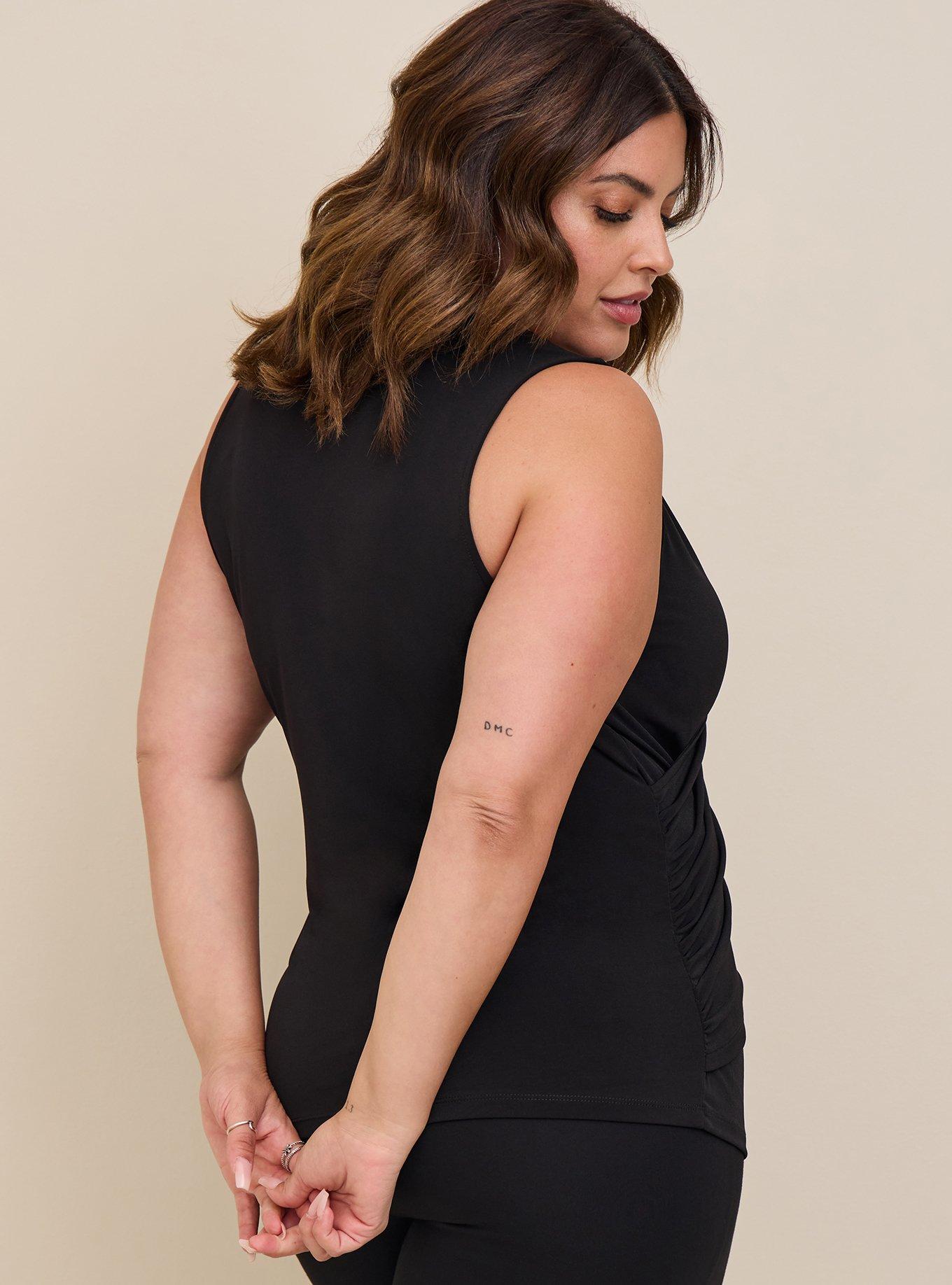 Plus Size - Studio Knit Surplice Ruched Wrap Tank - Torrid