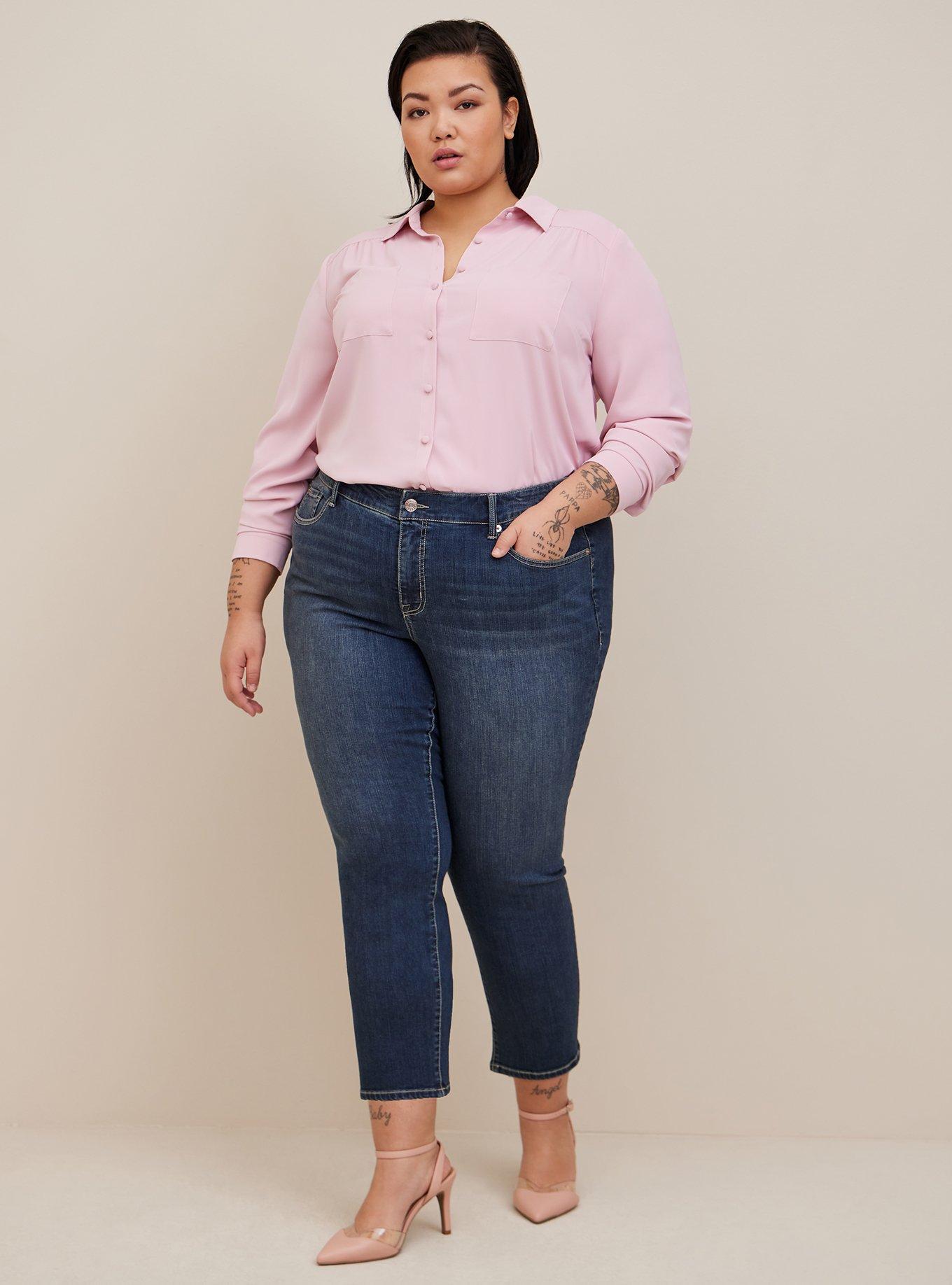 Plus Size - Madison Crepe De Chine Button-Front Long Sleeve Shirt - Torrid