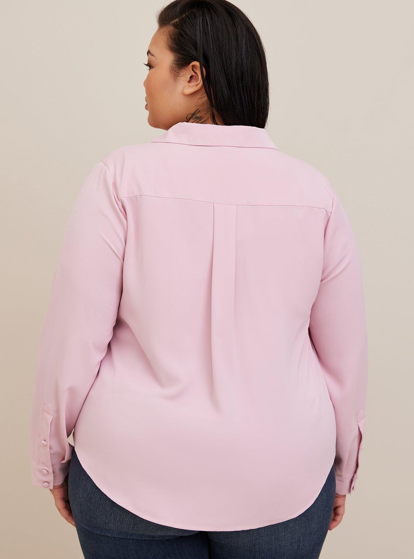 Plus Size - Madison Crepe De Chine Button-Front Long Sleeve Shirt - Torrid