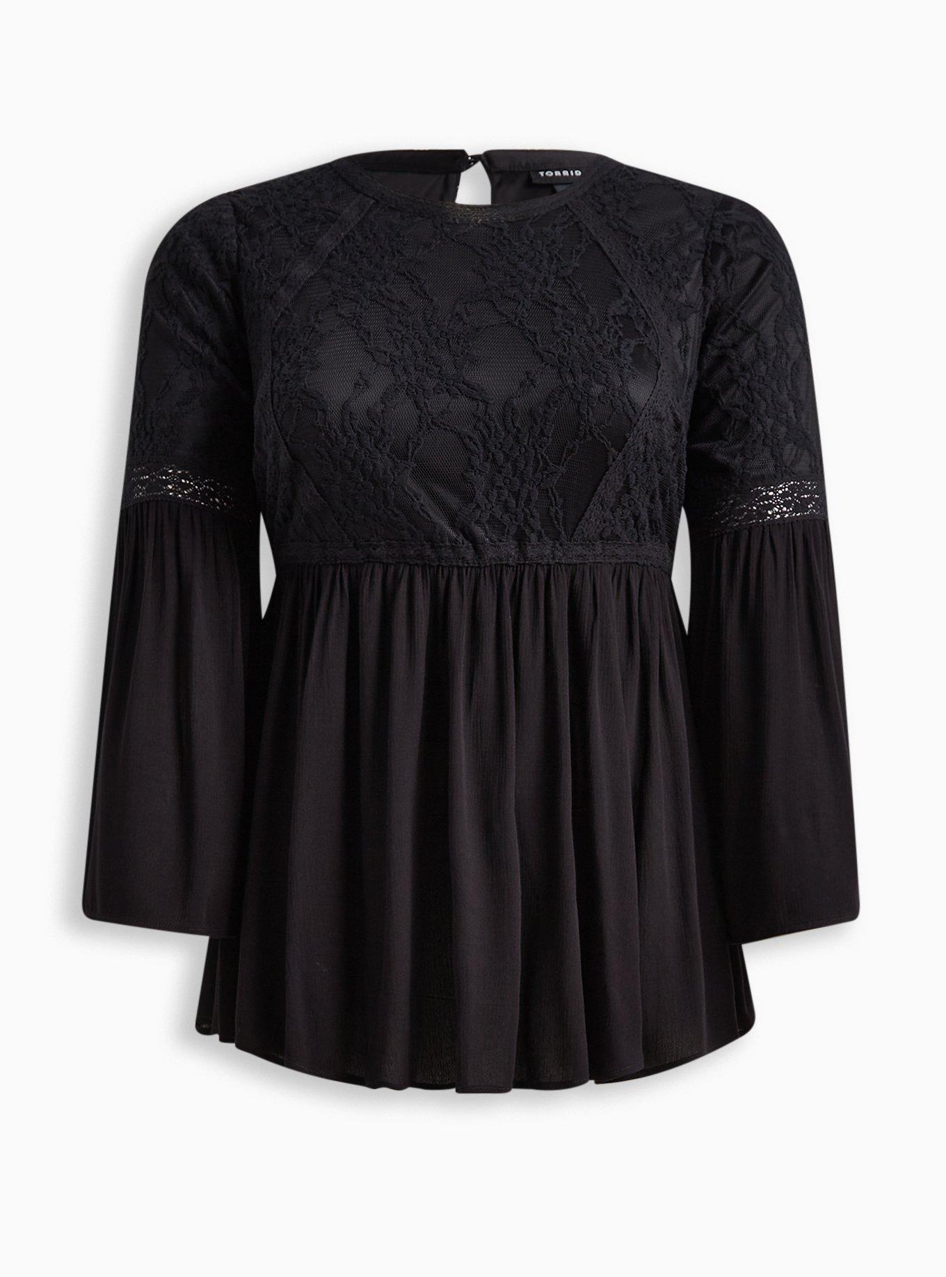 Plus Size - Peplum Lace Bell Sleeve Top - Torrid