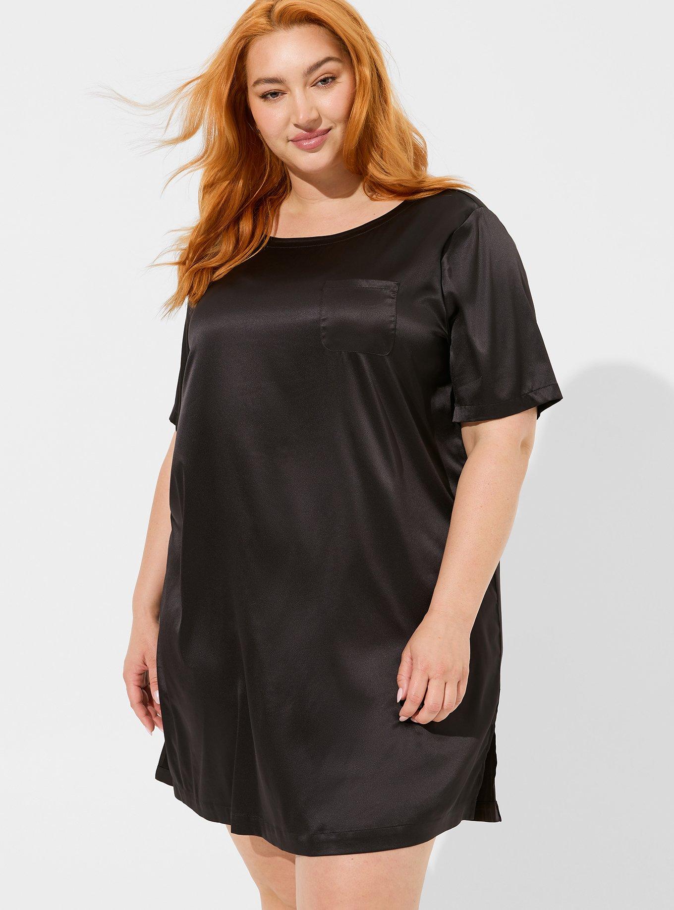 Plus Size - Dream Satin Pocket Sleep T-Shirt Gown - Torrid