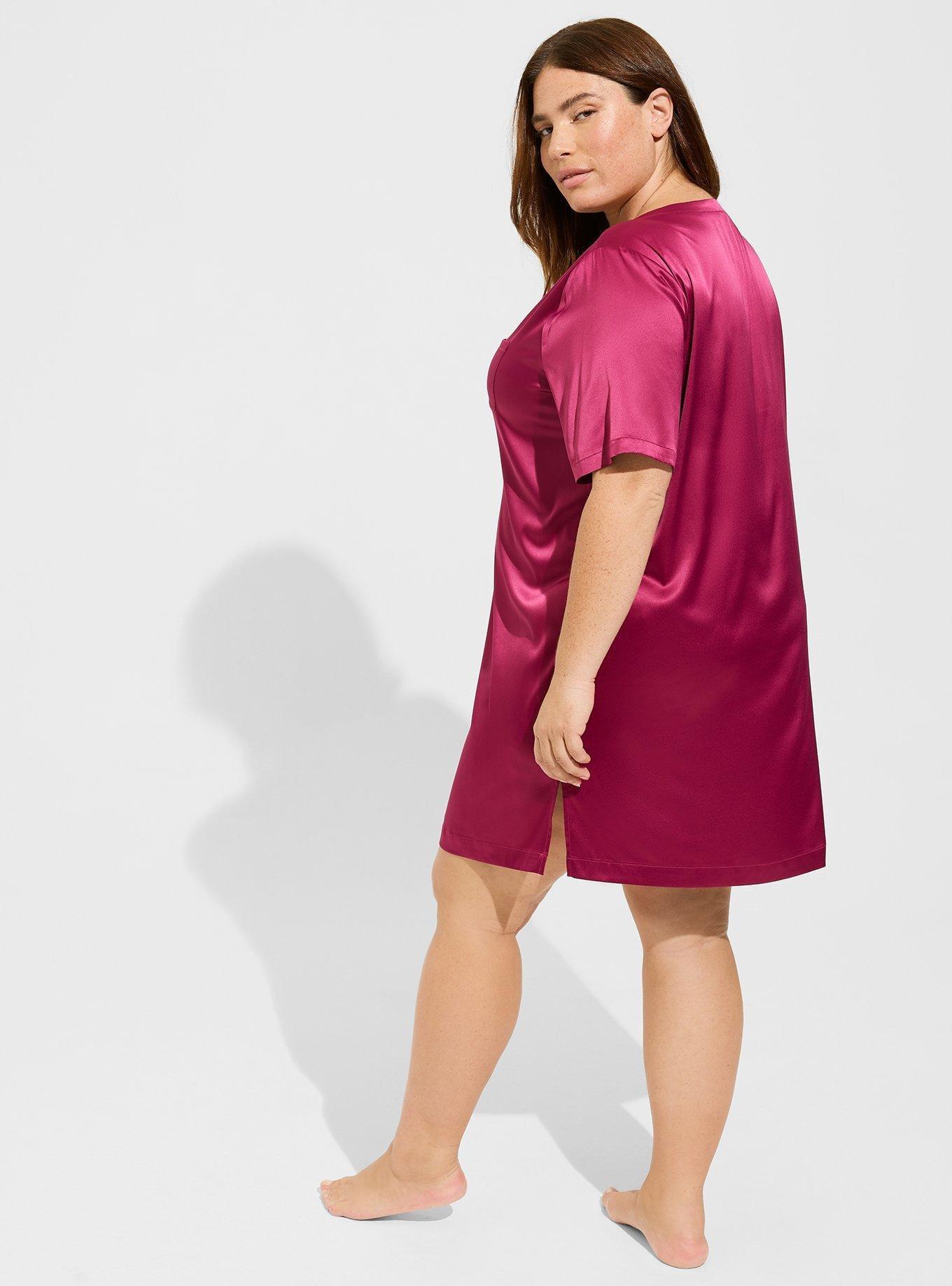 Plus Size - Dream Satin Pocket Sleep T-Shirt Gown - Torrid