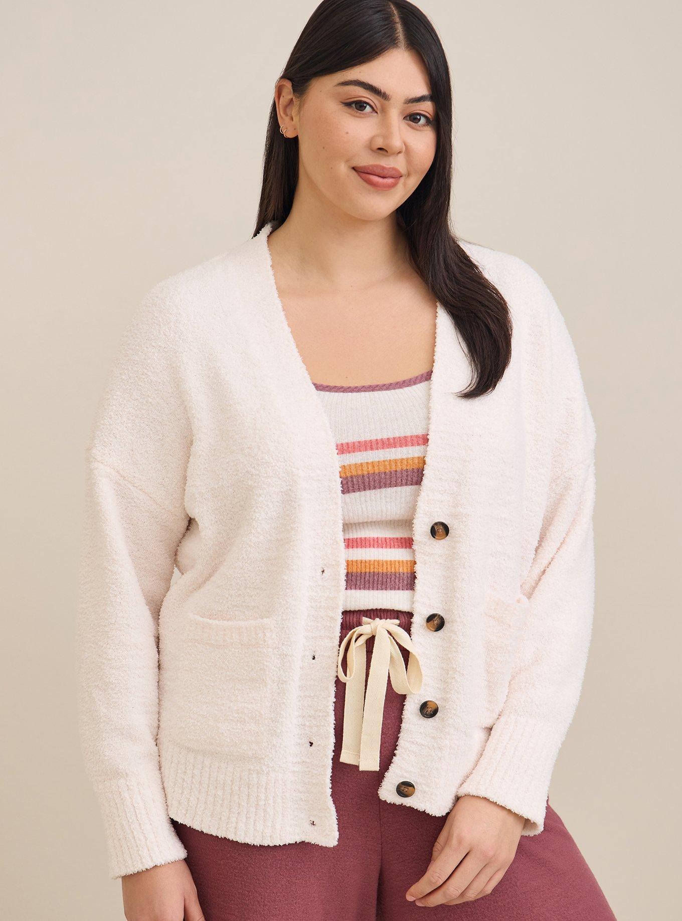 Plus Size - Teddy Button Down Long Sleeve Lounge Cardigan - Torrid