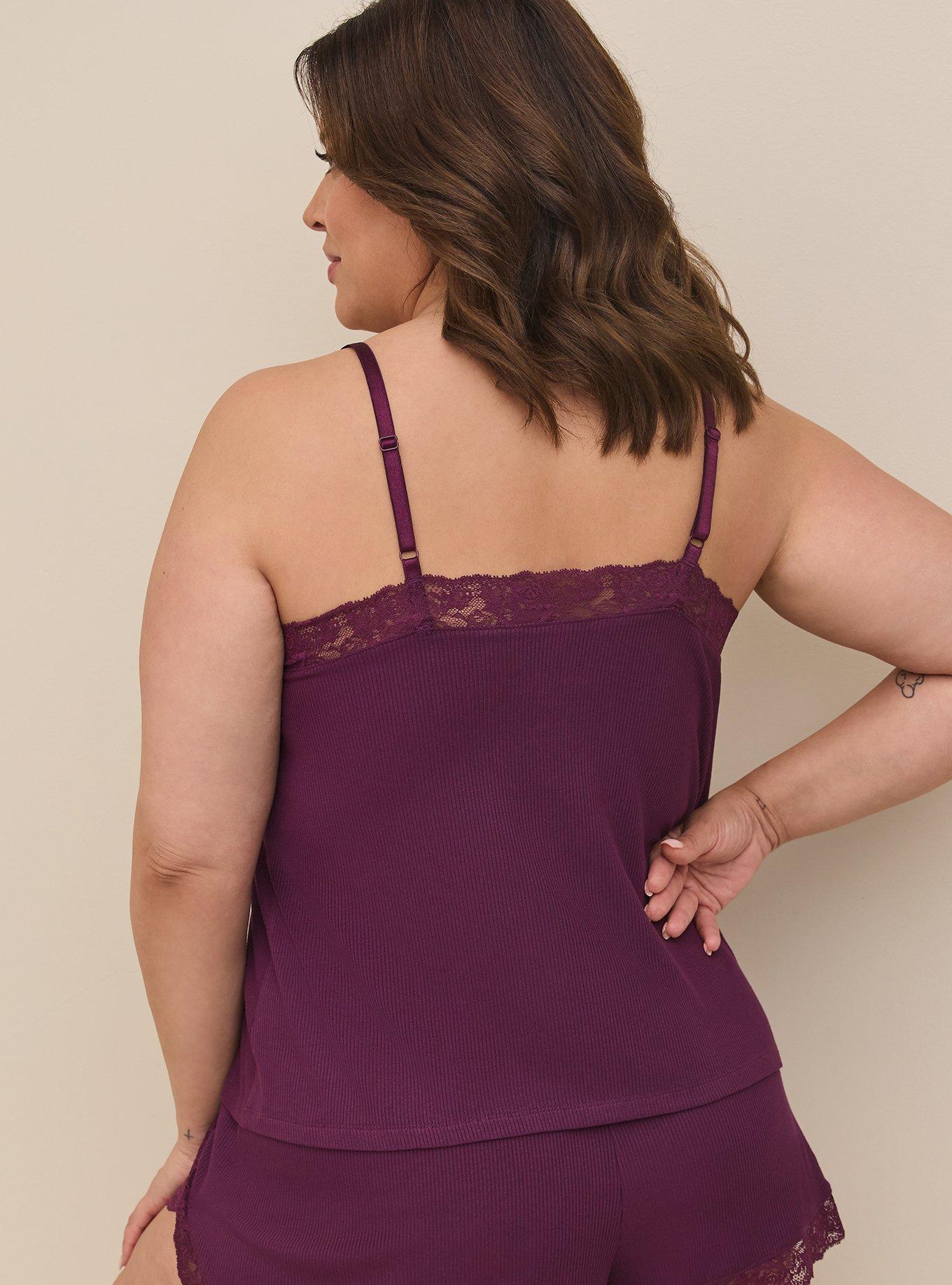 Plus Size - Super Soft Ribbed Lace Trim Sleep Tank - Torrid