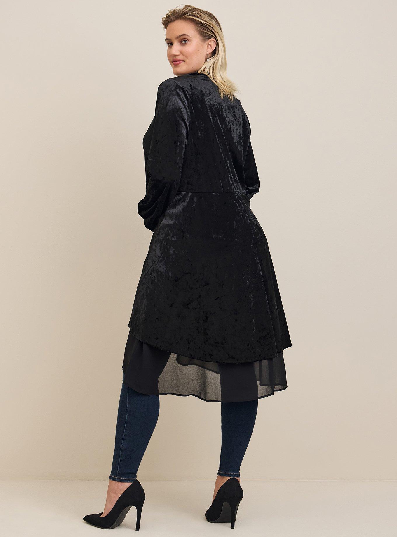 Plus Size - Velvet Chiffon Mix Kimono - Torrid