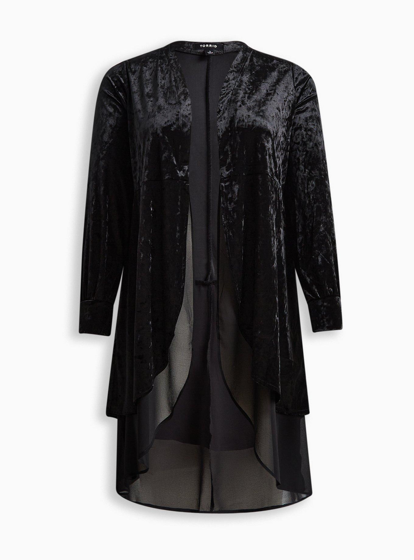 Plus Size - Velvet Chiffon Mix Kimono - Torrid