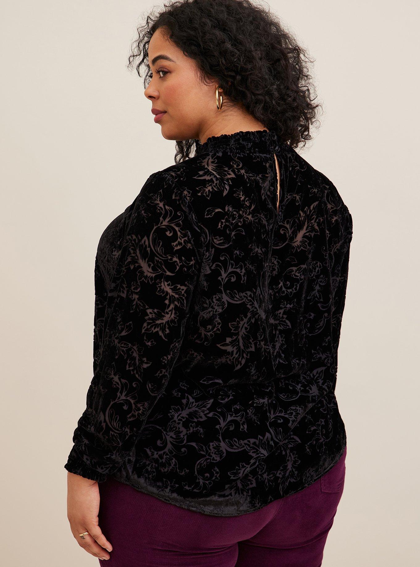 Plus Size - Velvet Smocked Turtleneck Top - Torrid