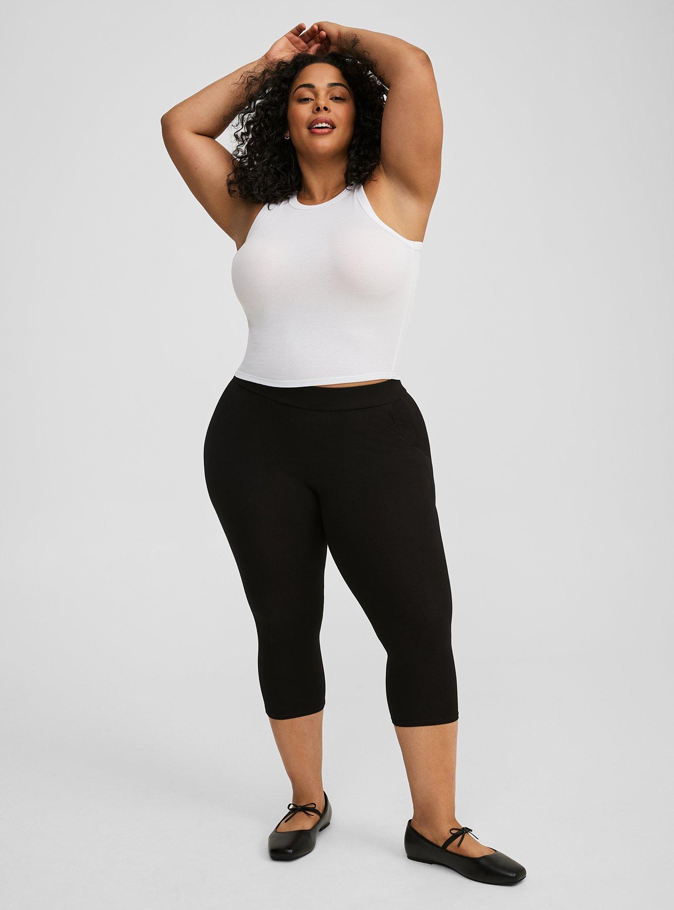Plus Size - Crop Signature Waist Rib Knit Pocket Legging - Torrid
