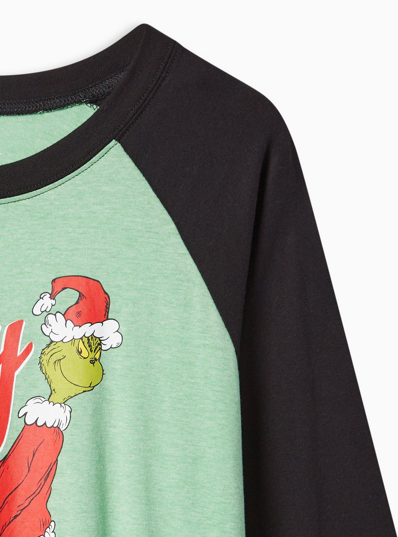 Plus Size - Grinch Classic Fit Cotton Crew Neck Long Sleeve Raglan - Torrid