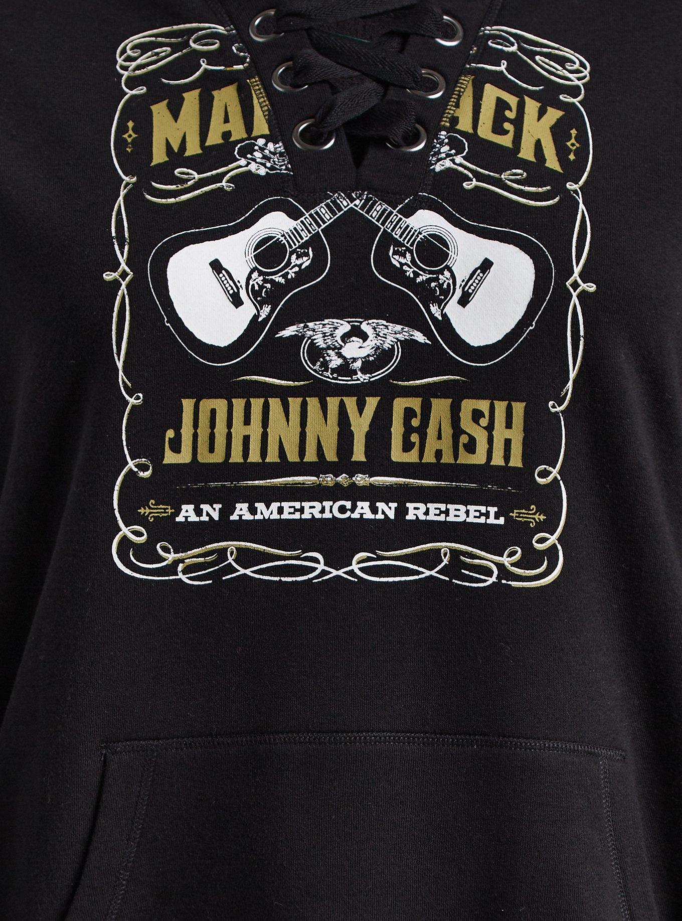 Plus Size - Johnny Cash Cozy Fleece Lace Up Hoodie - Torrid