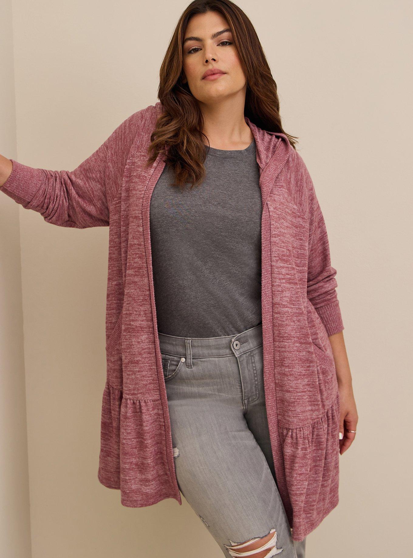 Plus Size - Super Soft Plush Duster Ruffle Hem - Torrid