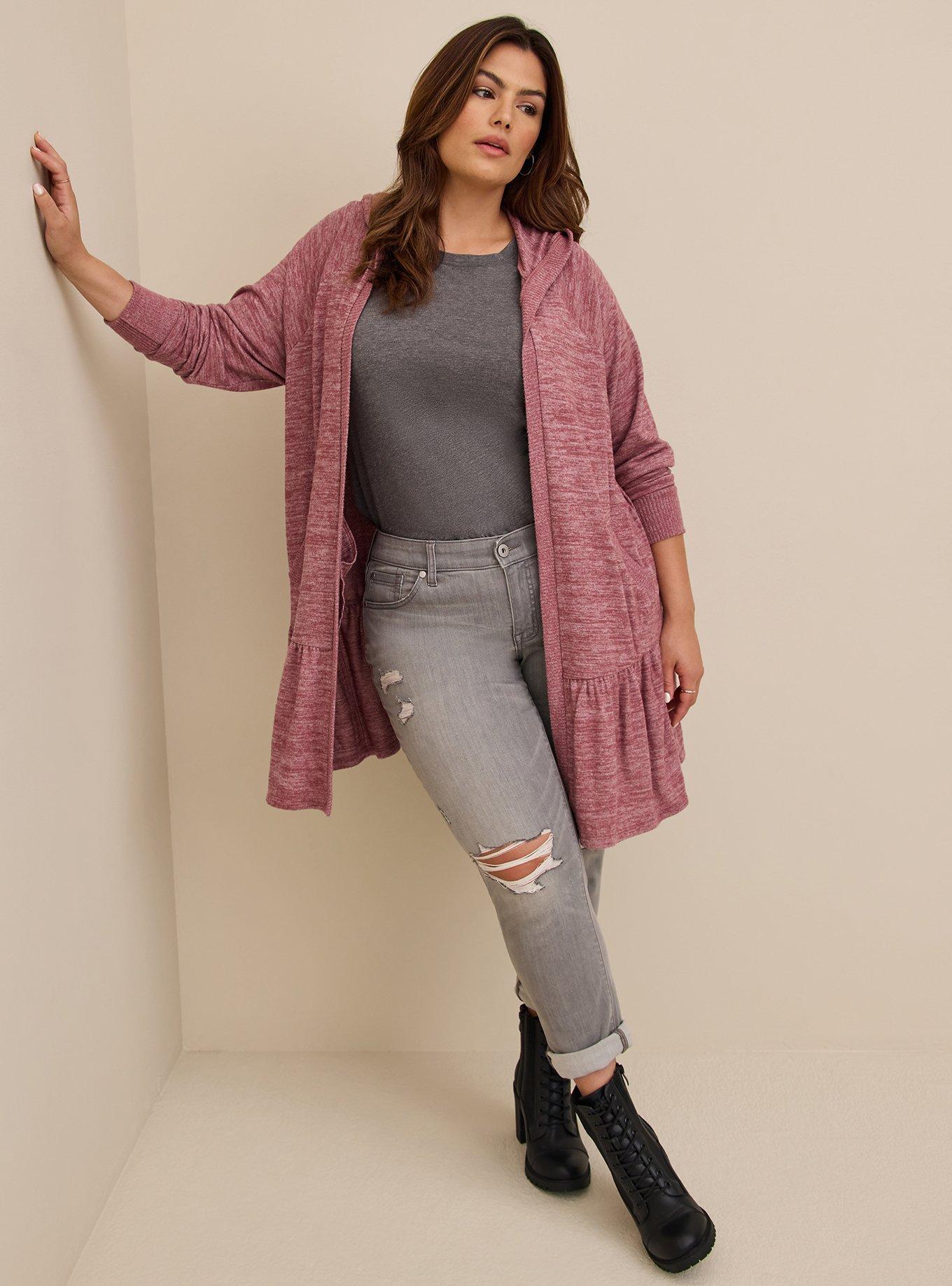 Plus Size - Super Soft Plush Duster Ruffle Hem - Torrid