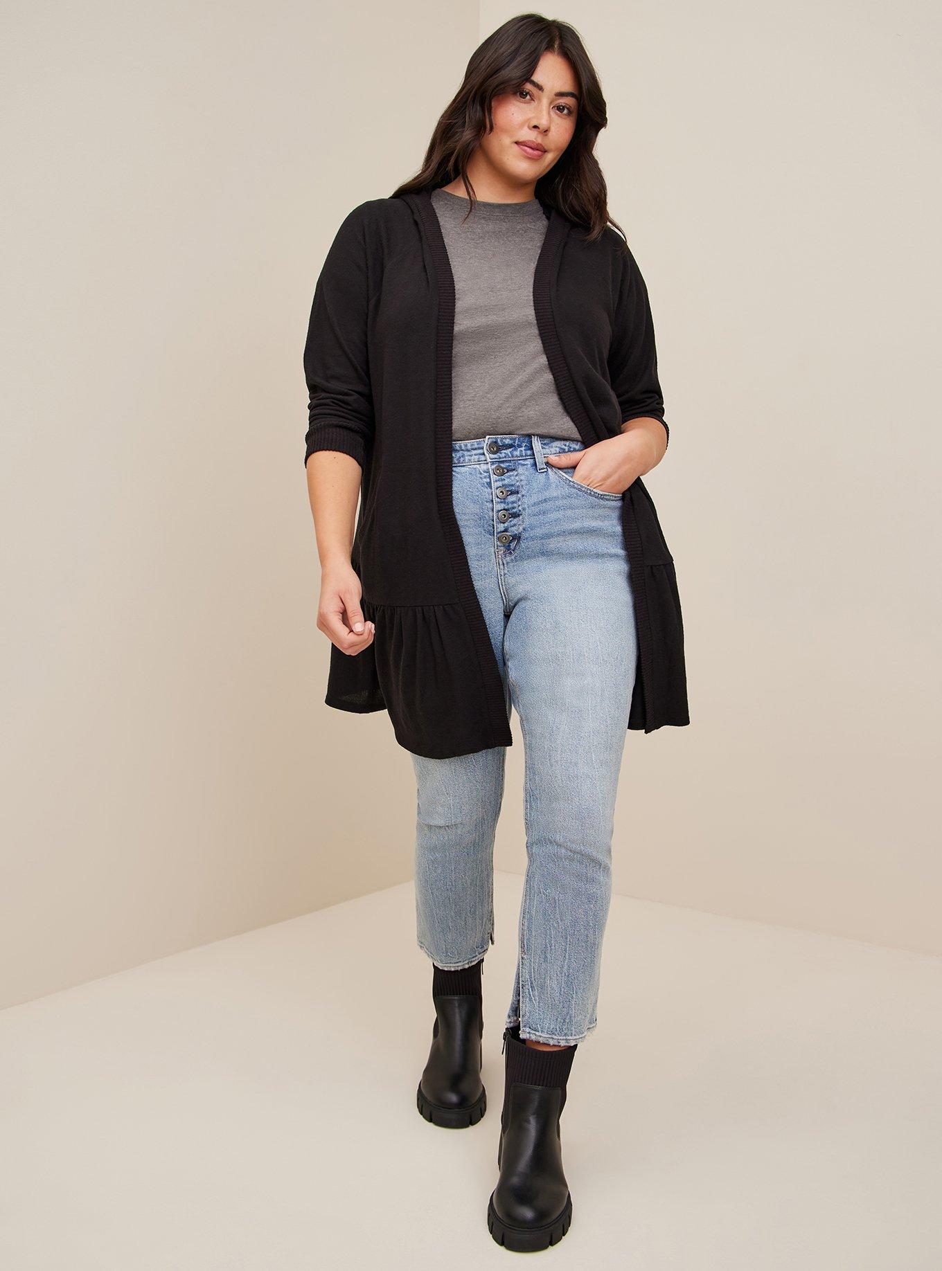 Plus Size - Super Soft Plush Duster Ruffle Hem - Torrid