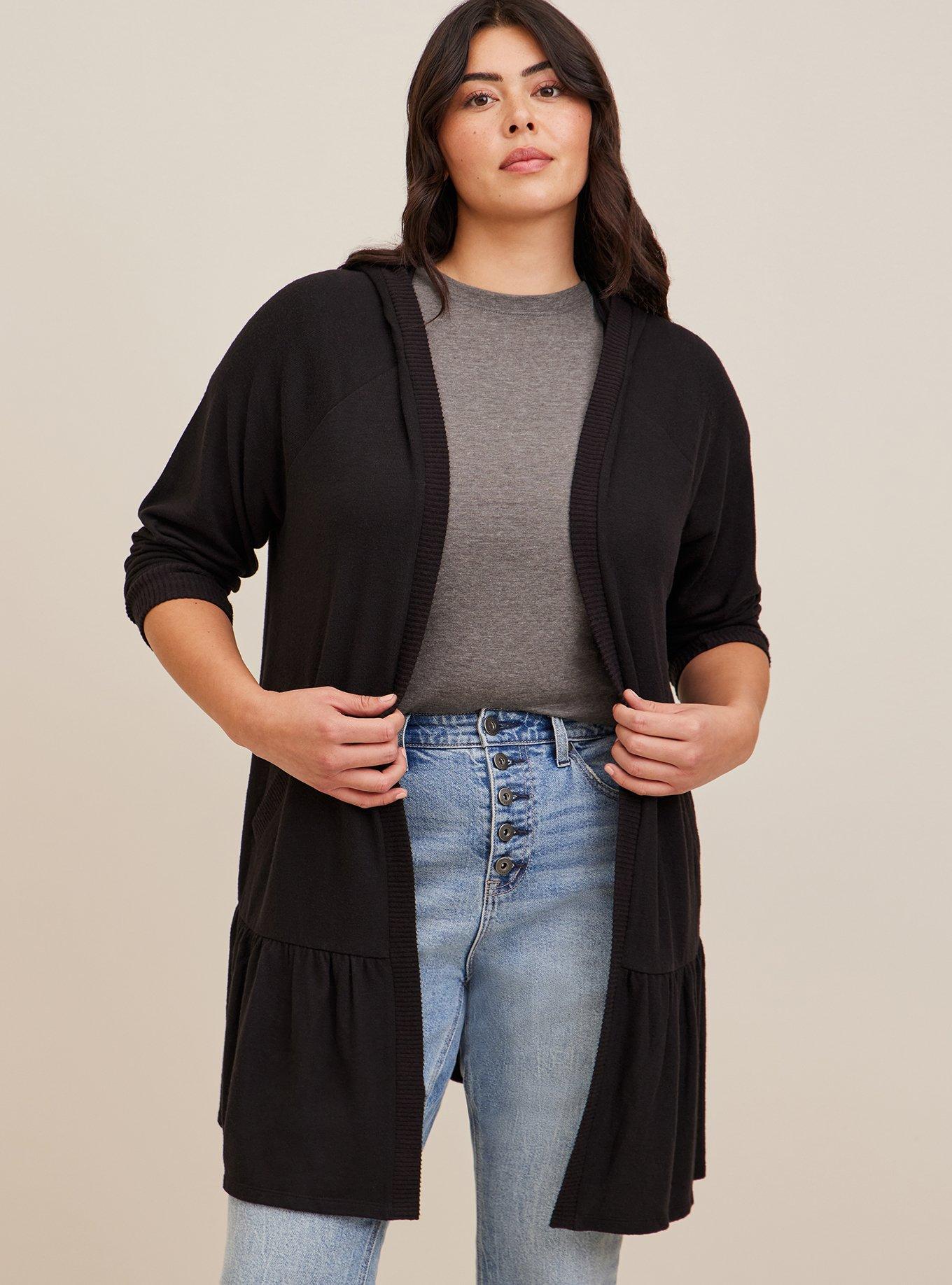 Plus Size - Super Soft Plush Duster Ruffle Hem - Torrid