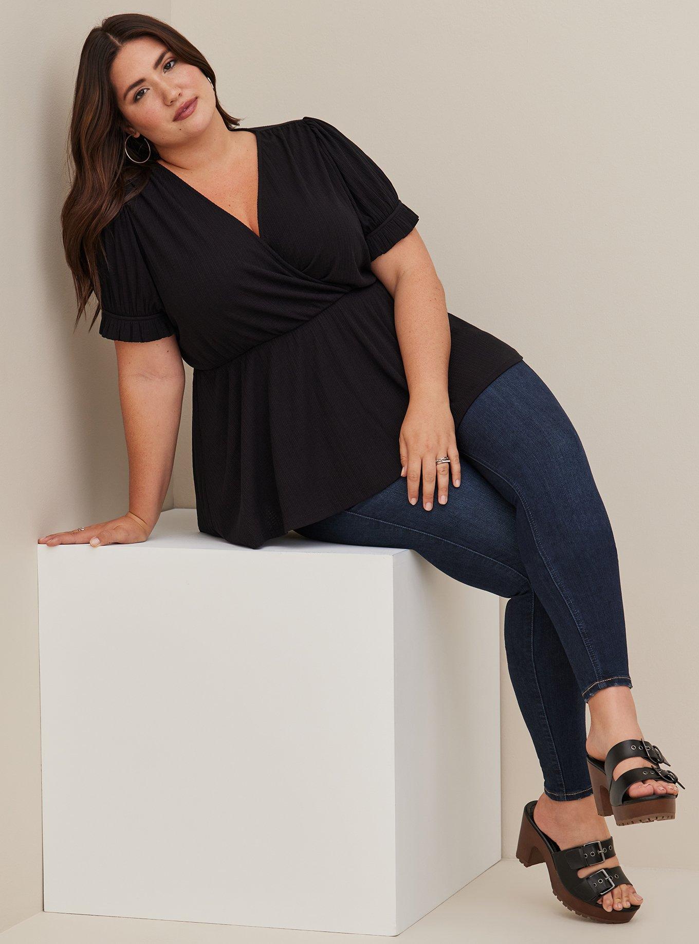 Plus Size - Ribbed Surplice Peplum Top - Torrid