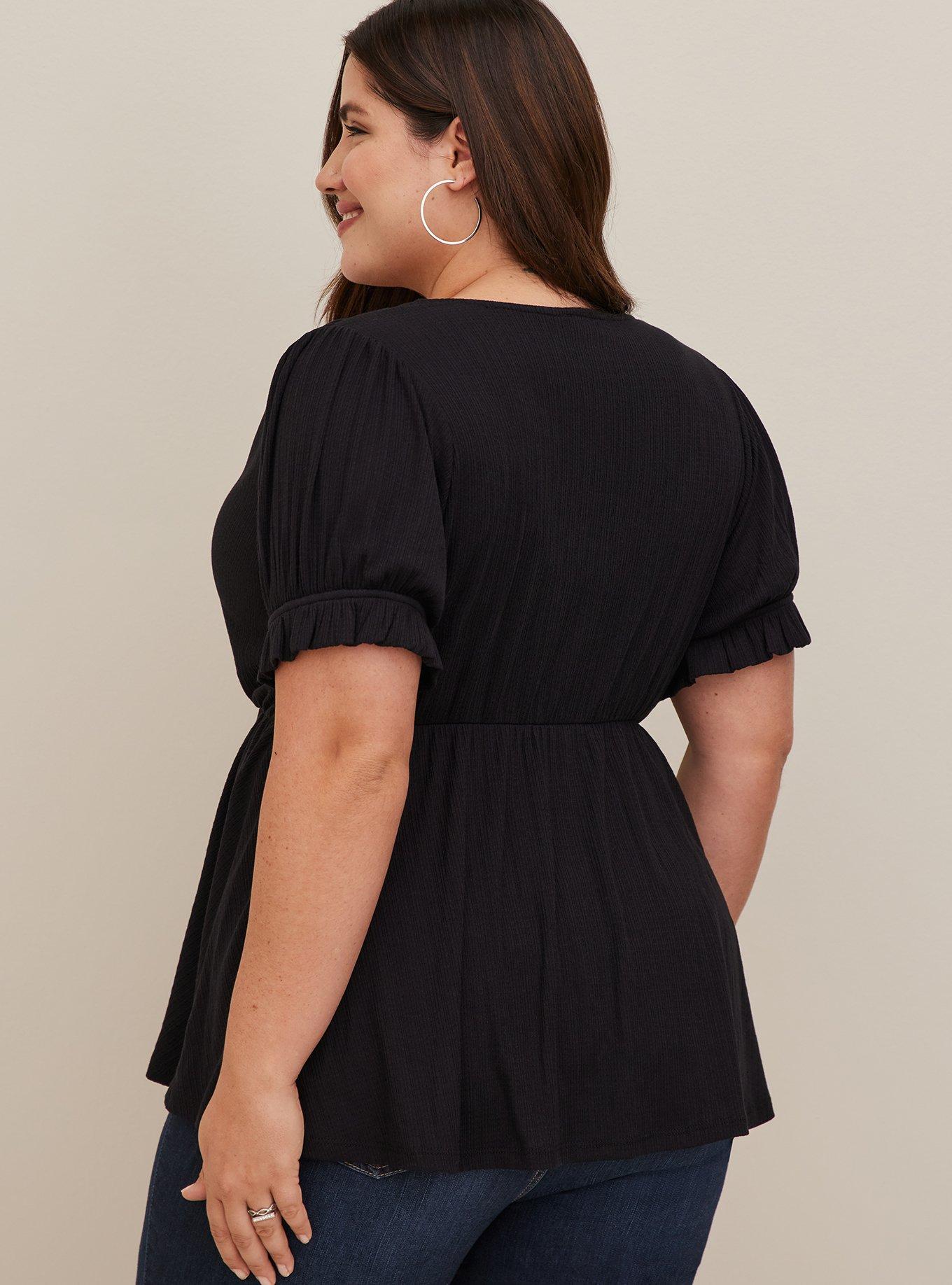 Plus Size - Ribbed Surplice Peplum Top - Torrid