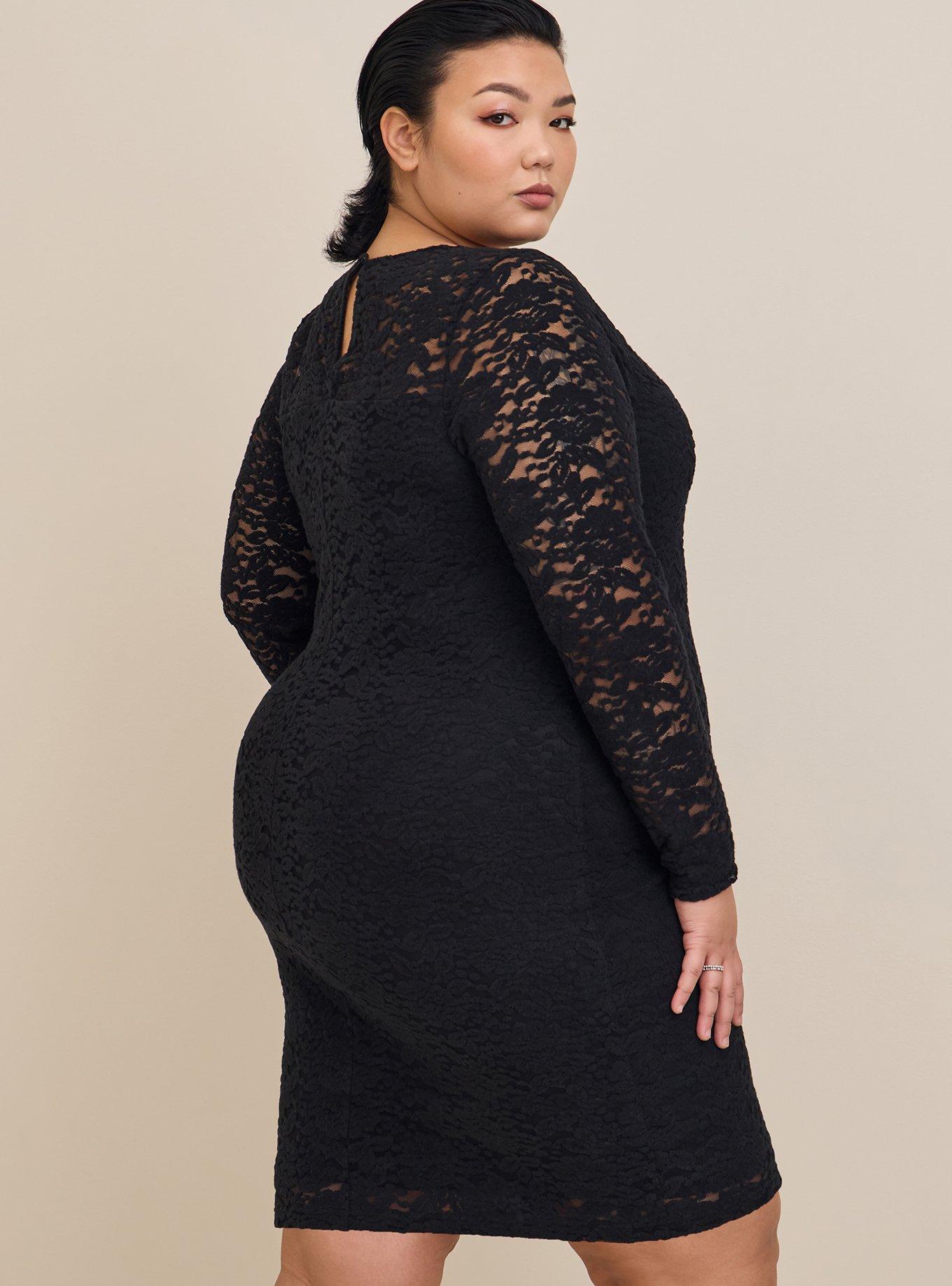 Plus Size - At The Knee Pretty Plush Lace Bodycon Dress - Torrid