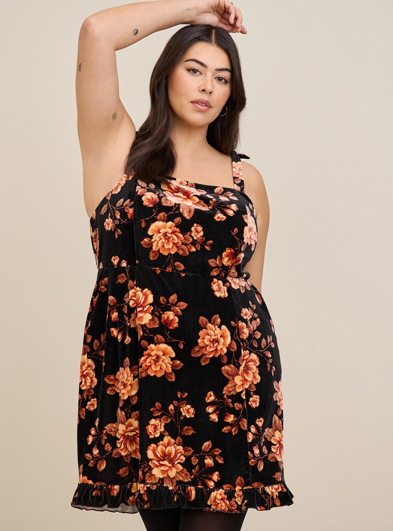 Plus Size - At The Knee Velvet Ruffle Tier Dress - Torrid