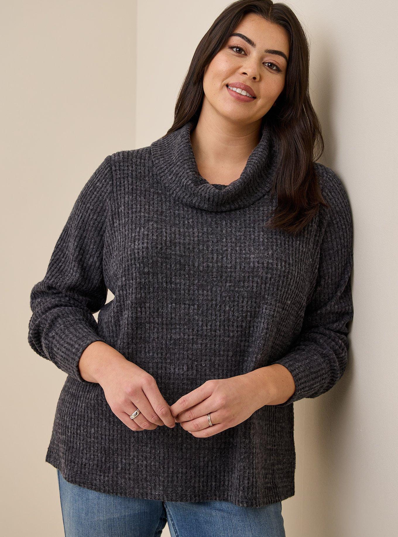 Plus Size - Brushed Waffle Cowl Neck Top - Torrid