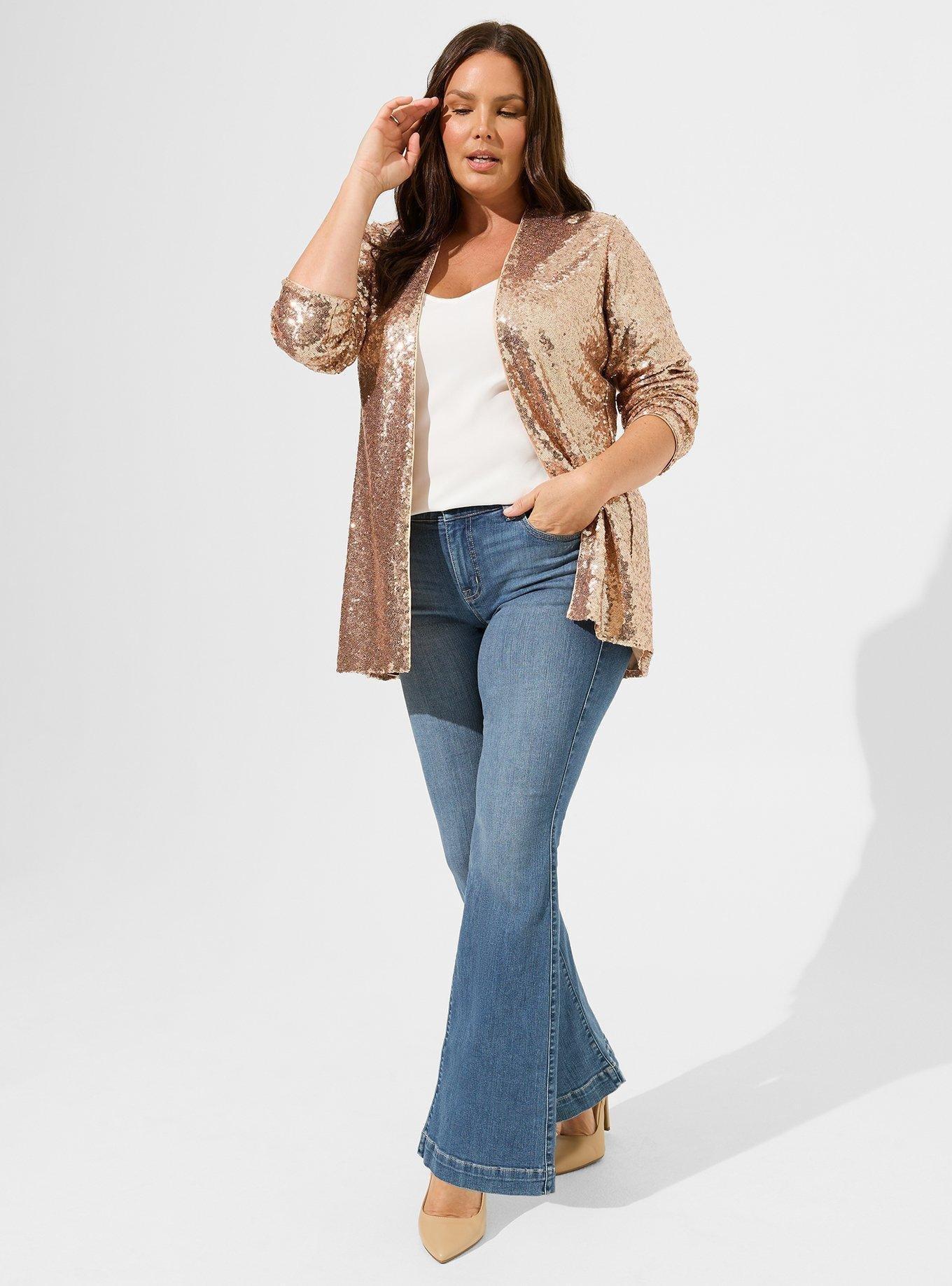 Plus Size - Stretch Sequin Mesh Long Line 3rd Piece - Torrid