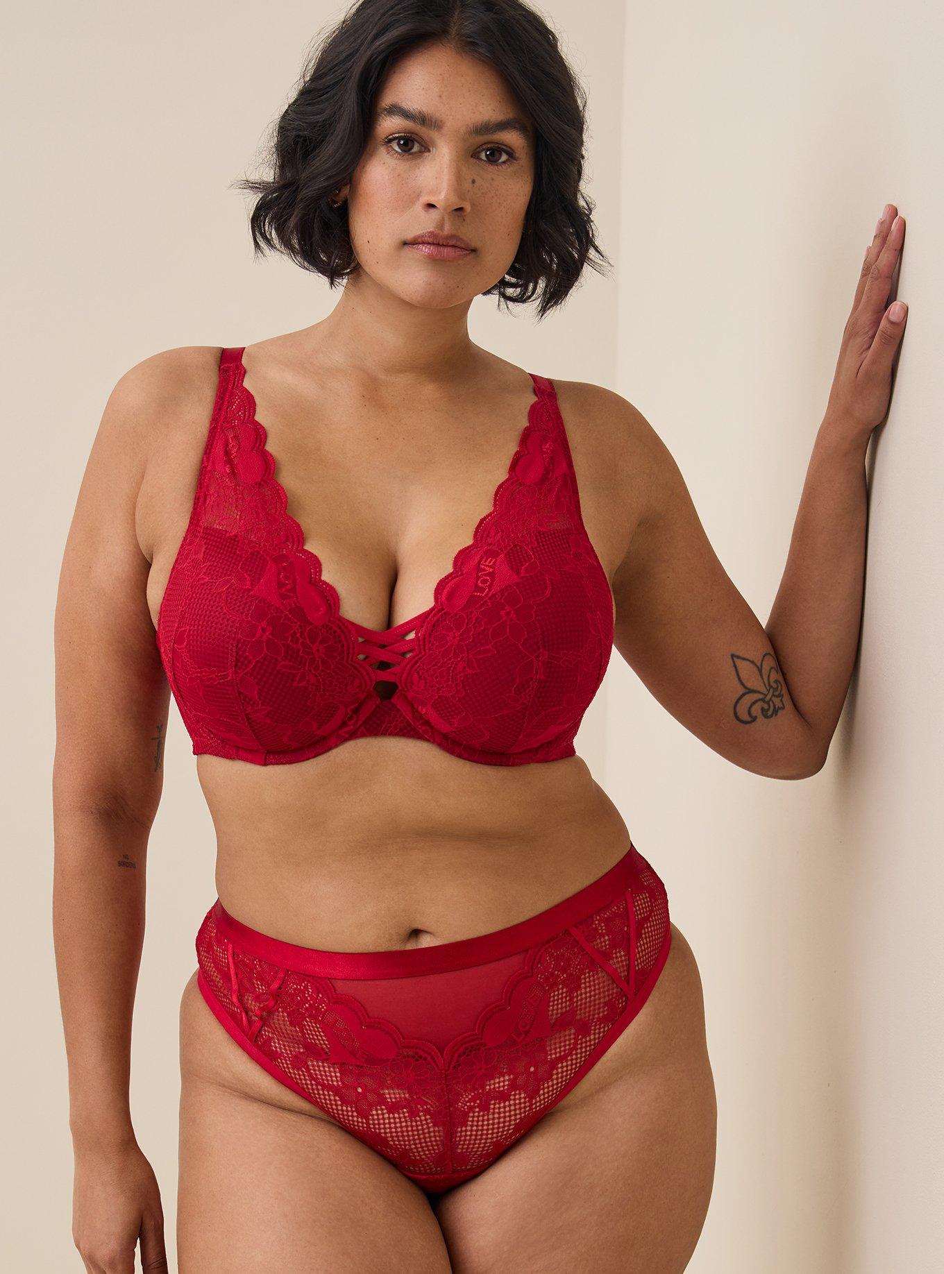 Plus Size - Tattoo Lace Mid Rise Thong Panty - Torrid