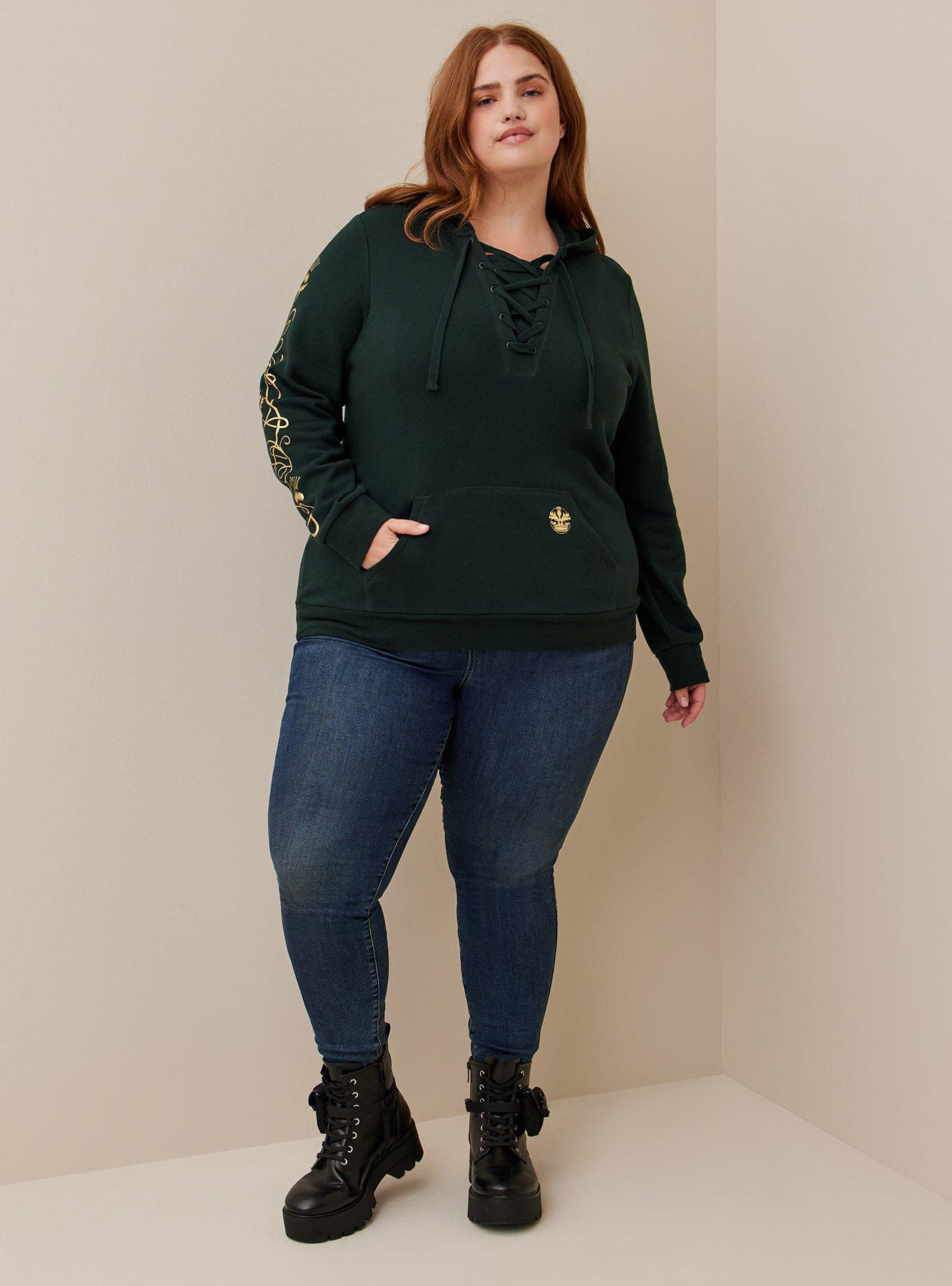 Plus Size - Outlander Hoodie With Lace Up Neck Line - Torrid