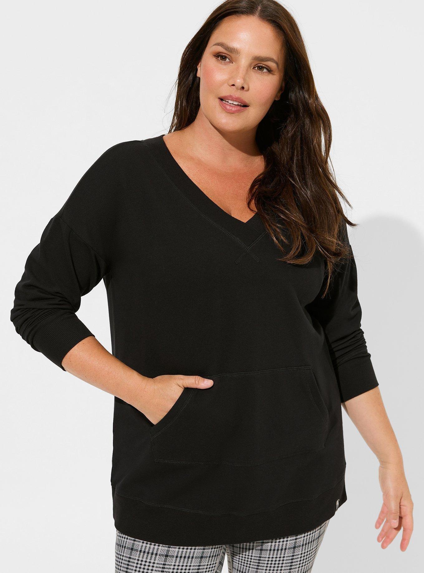 Plus Size - Everyday Fleece V-Neck Long Sleeve Tunic - Torrid