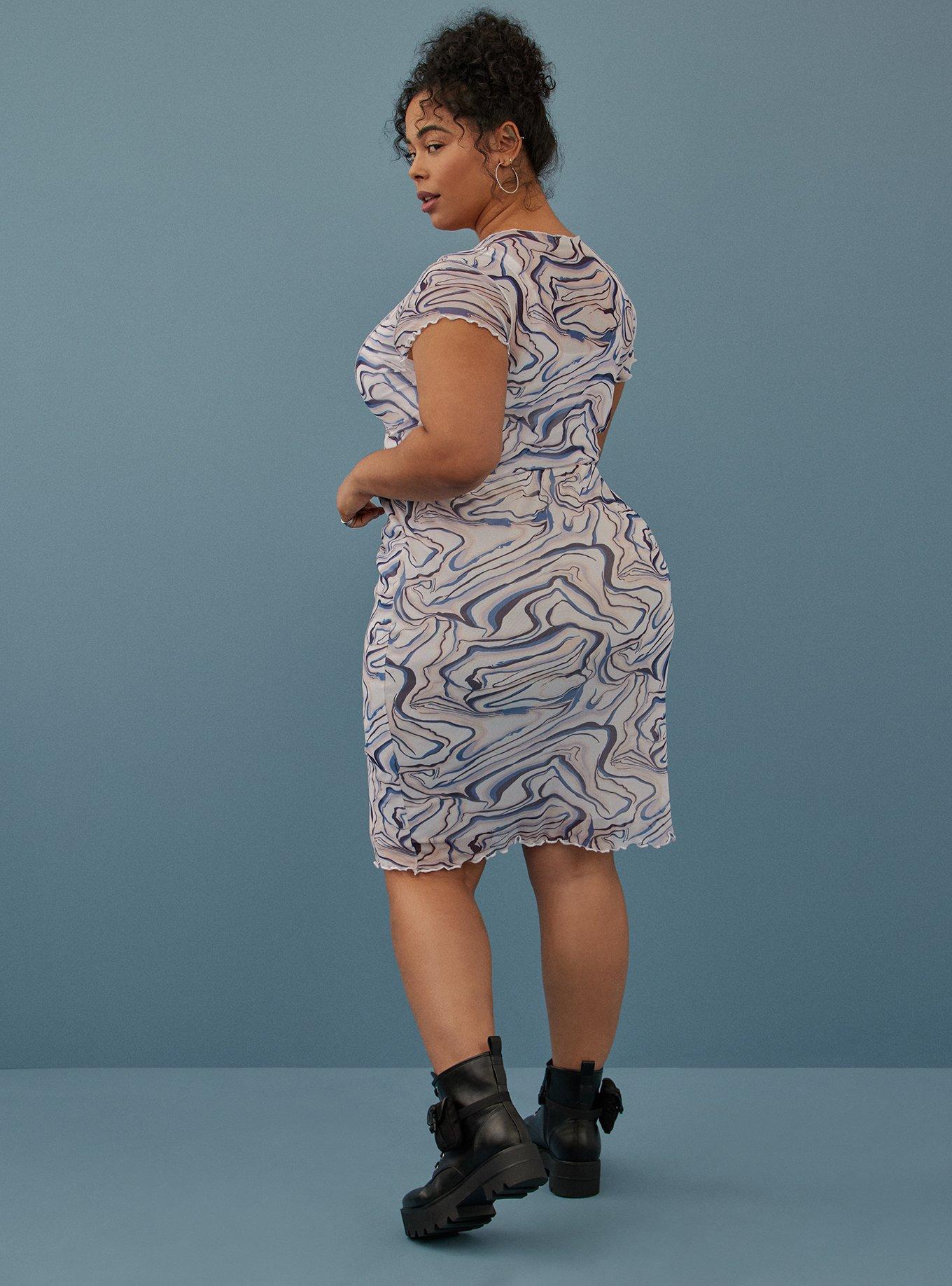 Plus Size - Festi Midi Slit Pencil Skirt - Mesh Marble Lilac - Torrid