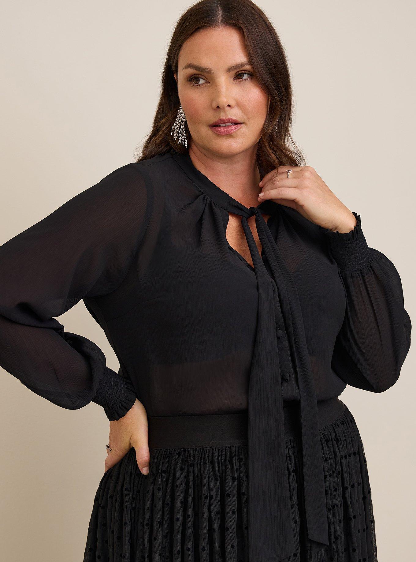 Plus Size - Chiffon Bow Front Button-Up Blouse - Torrid