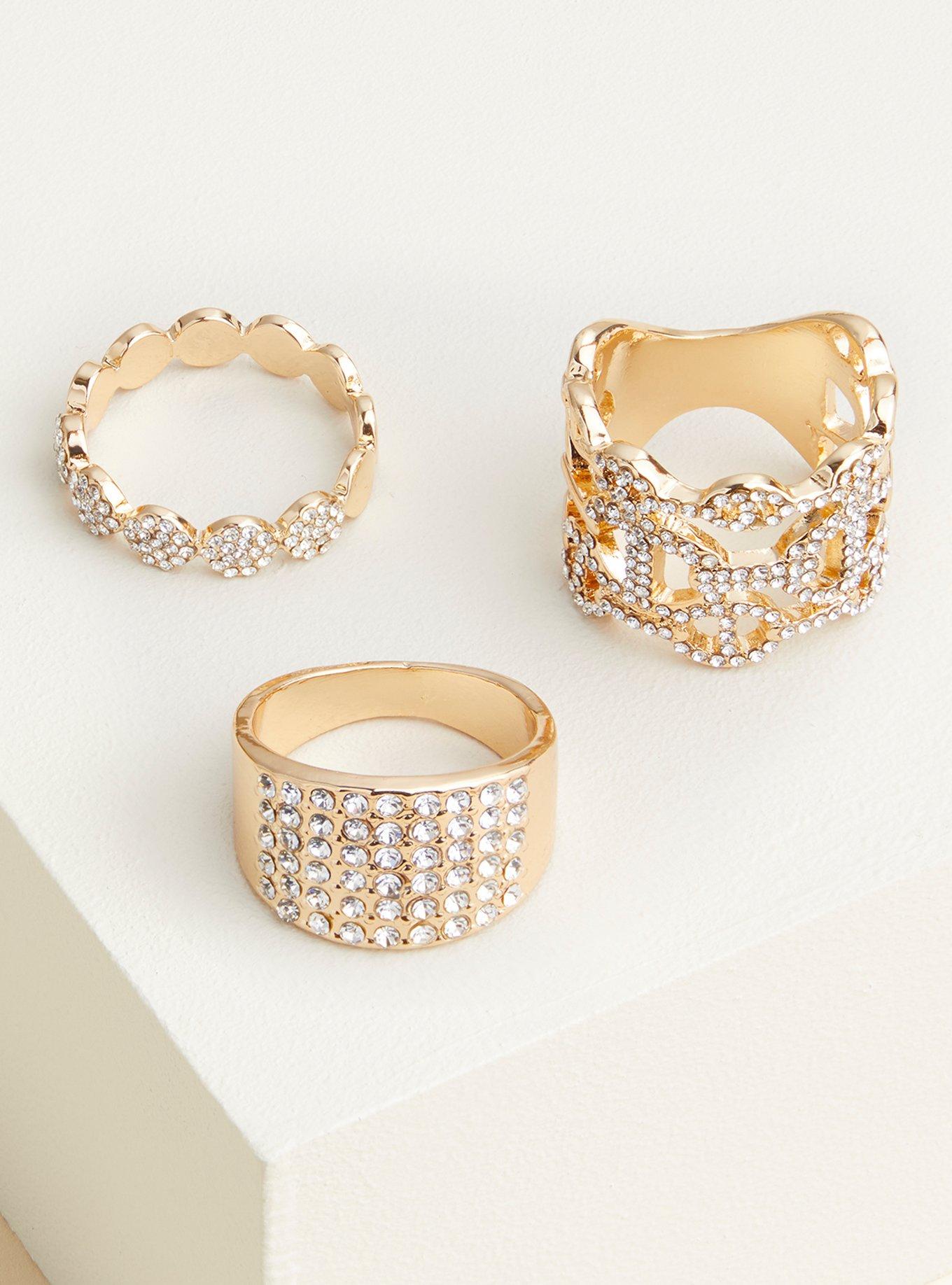 Plus Size - Pave Statement Ring Set - Torrid