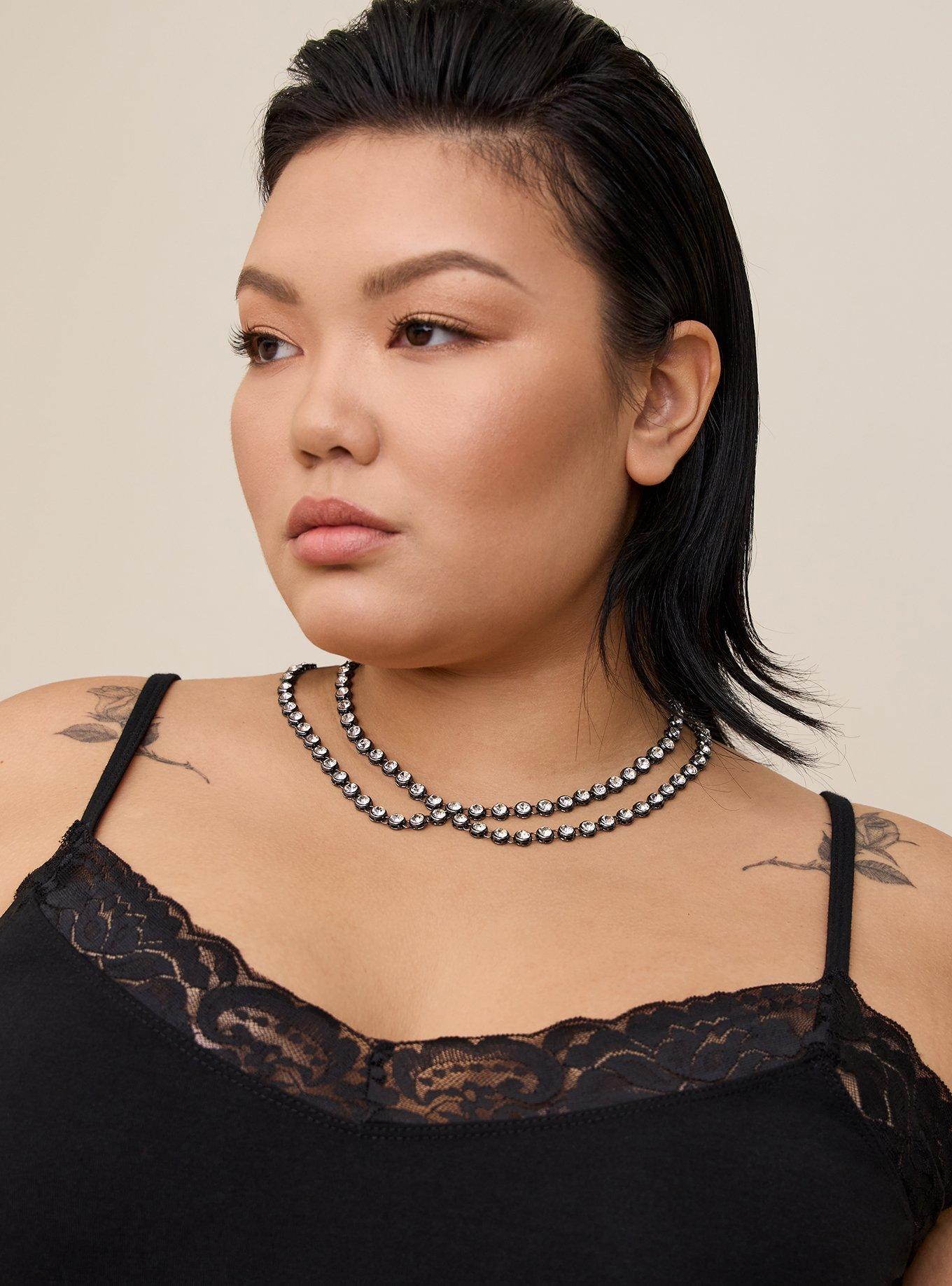 Plus Size - Rhinestone Collar Statement Necklace - Torrid