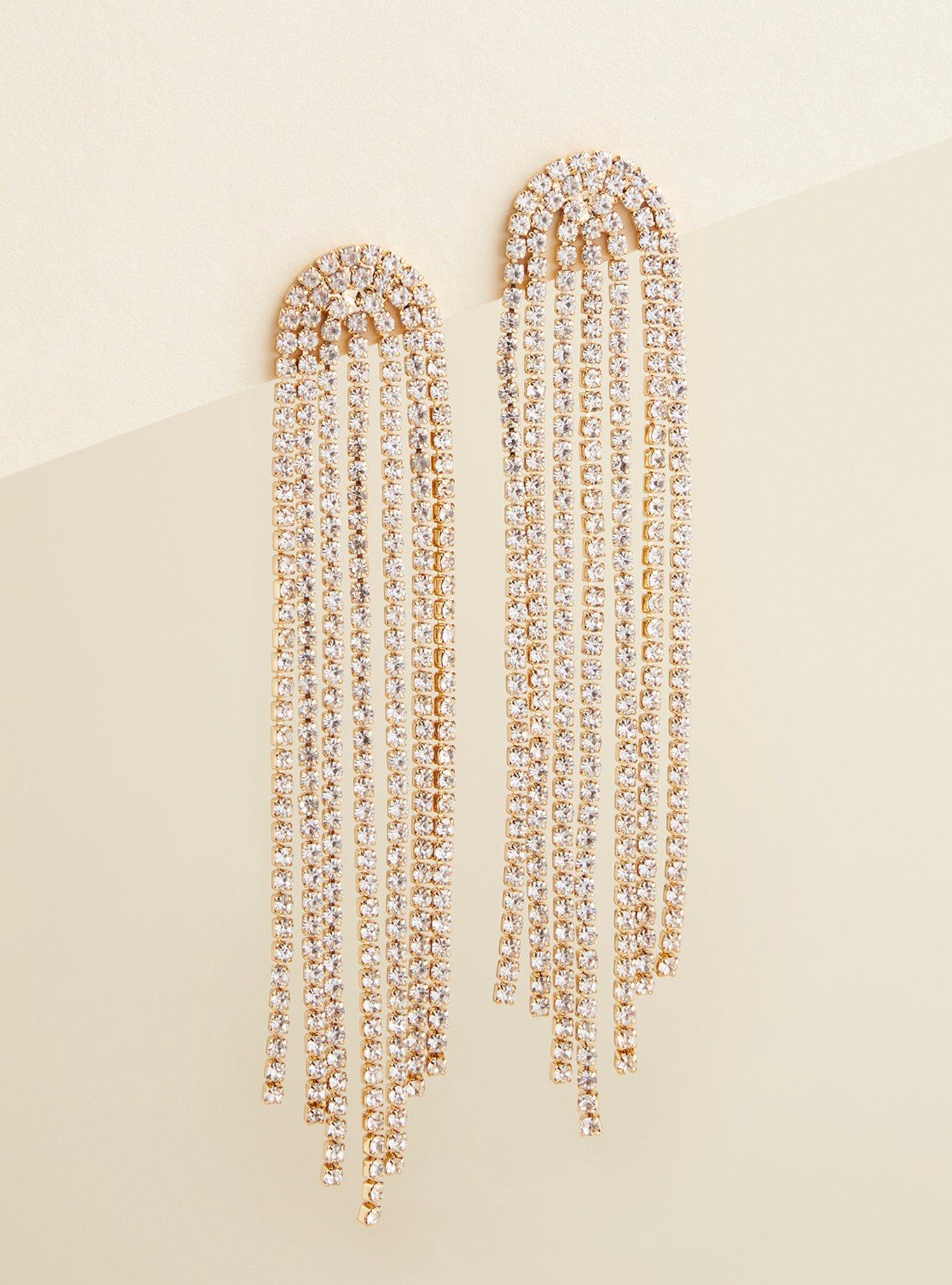 Plus Size - Rhinestone Fringe Earring - Torrid