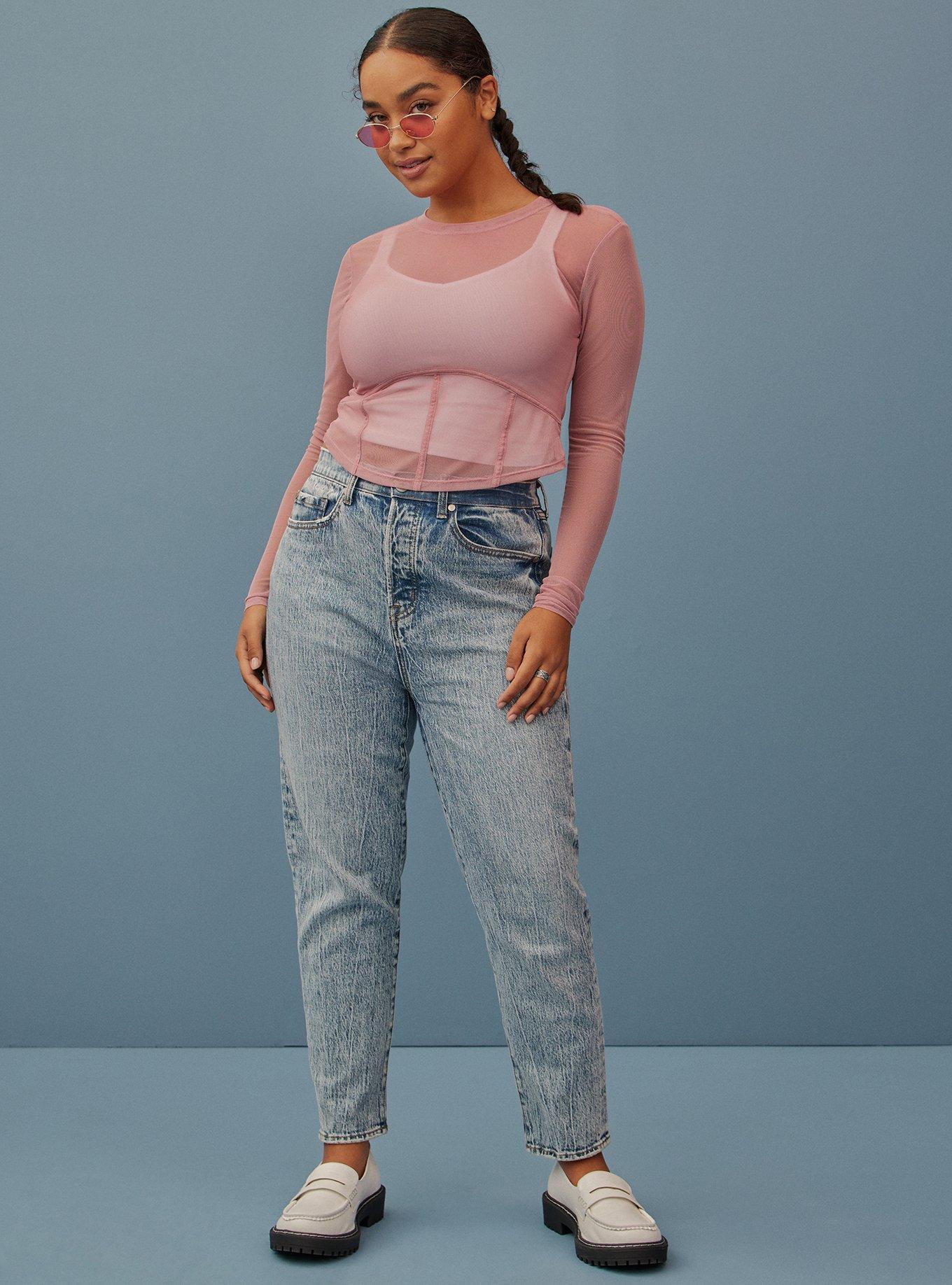 Plus Size - Festi Crop Top - Mesh Mauve - Torrid