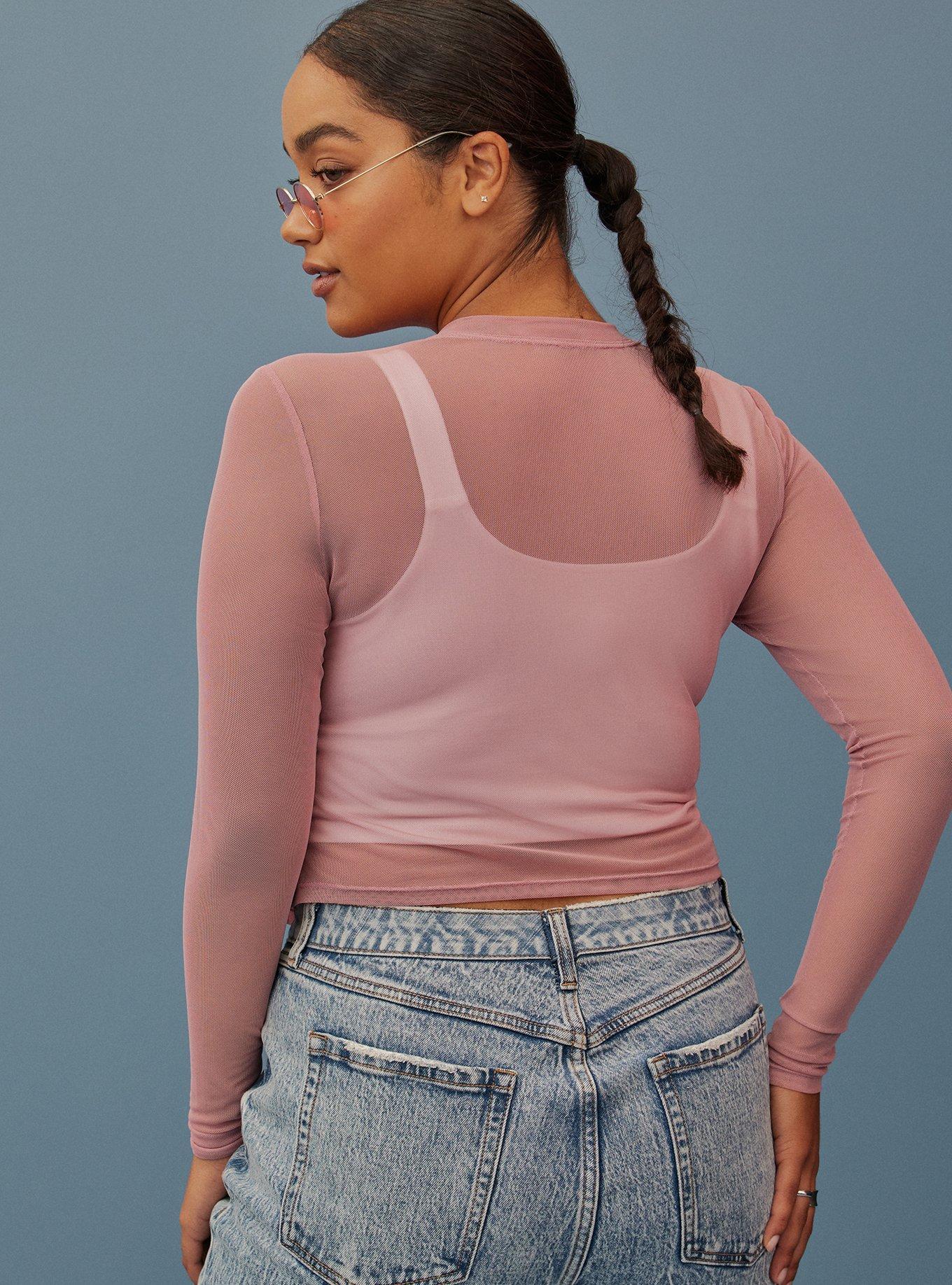 Plus Size - Festi Crop Top - Mesh Mauve - Torrid