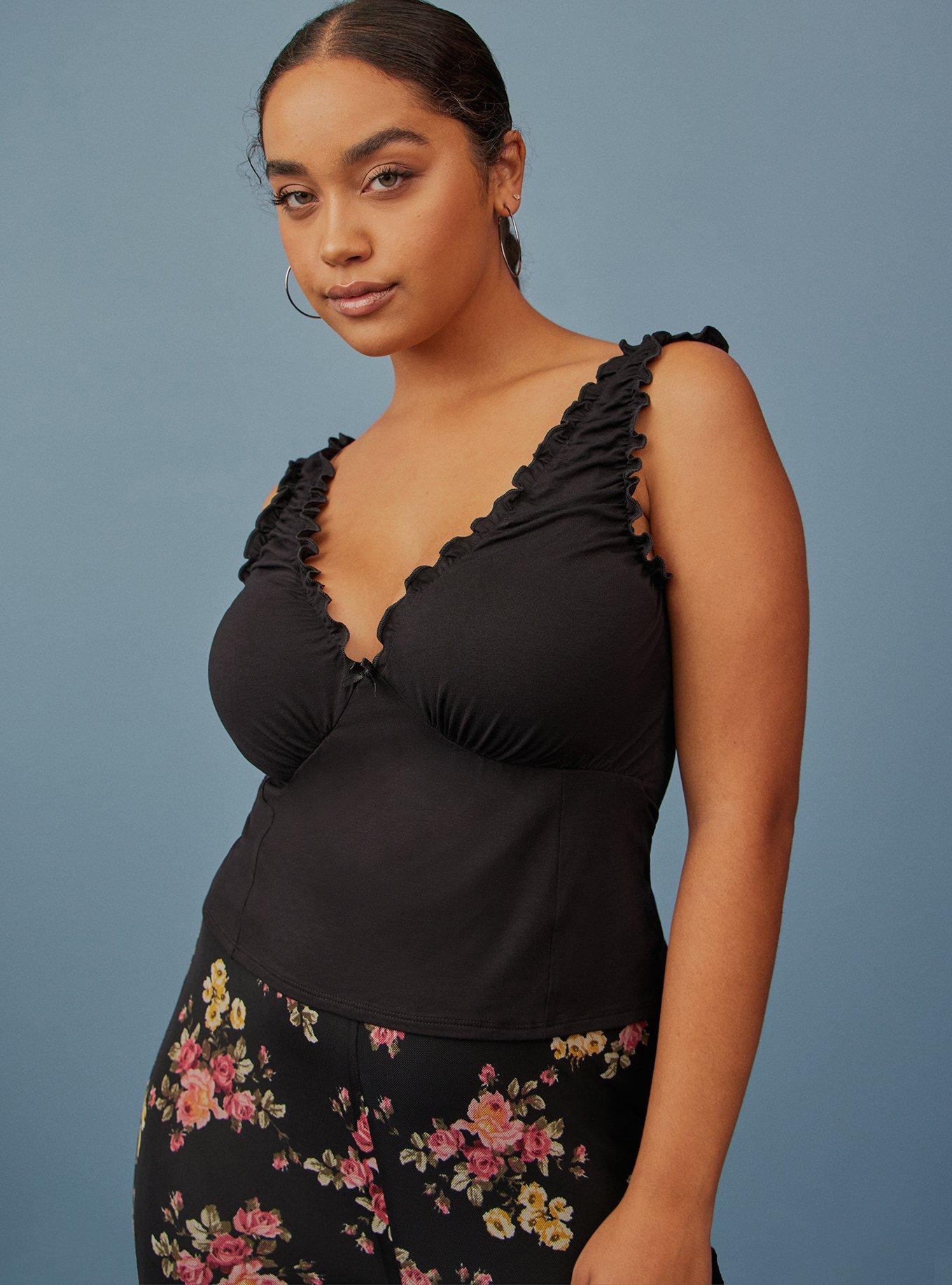 Plus Size - Festi Knit Ruffle Seamed Crop Tank - Torrid