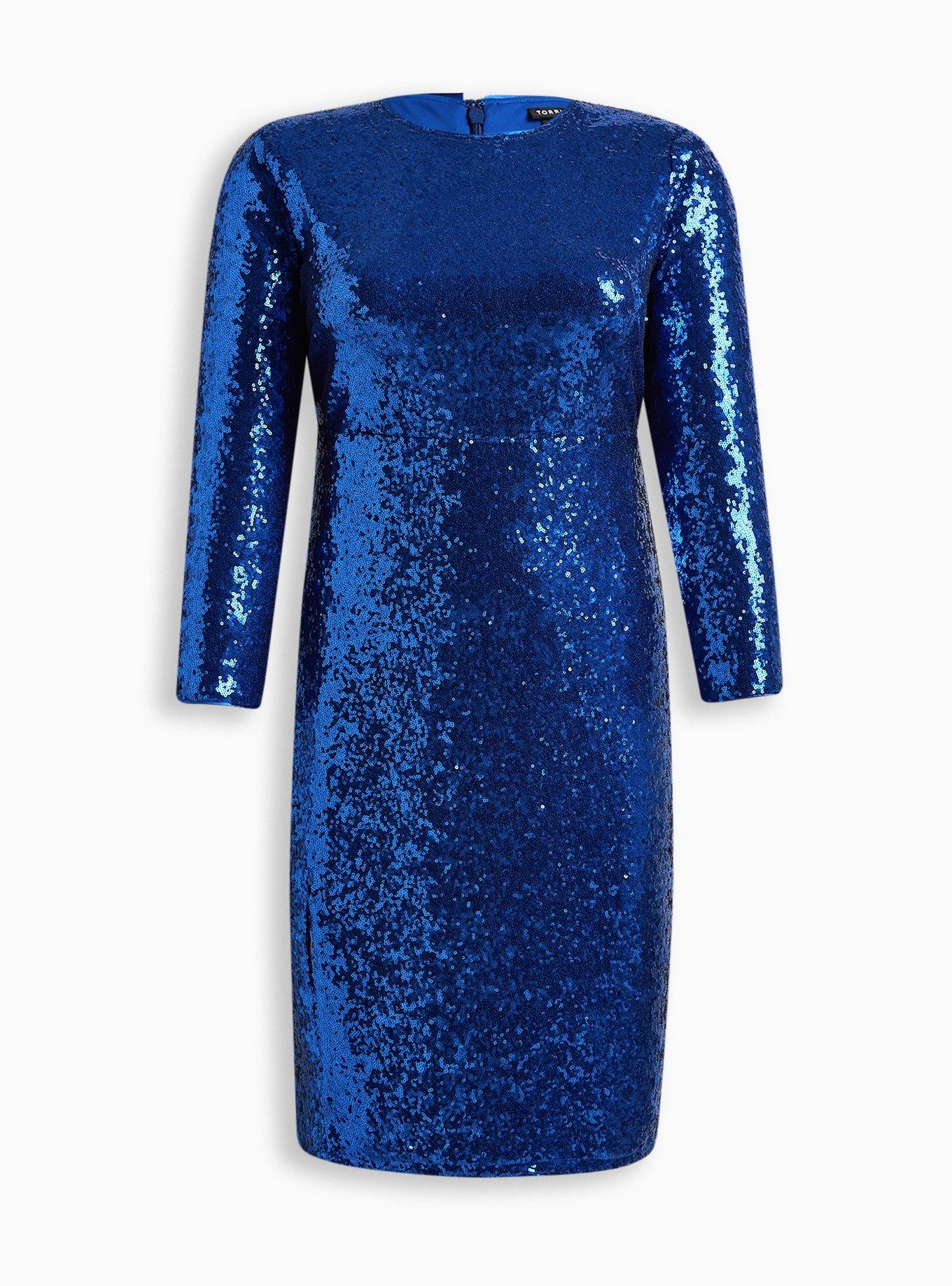 Plus Size - At The Knee Sequin Strong Shoulder Dress - Torrid
