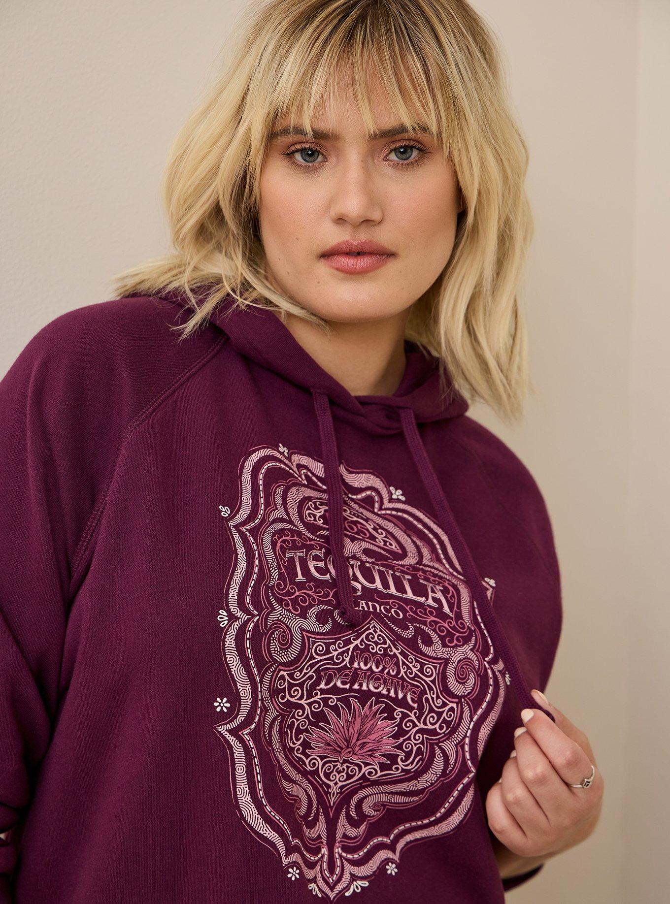 Plus Size - Tequila Blanco Classic Fit Cozy Fleece Pullover Crop Hoodie ...