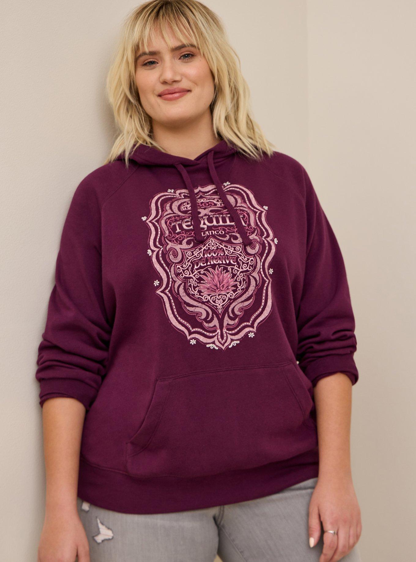 Plus Size - Tequila Blanco Classic Fit Cozy Fleece Pullover Crop Hoodie ...