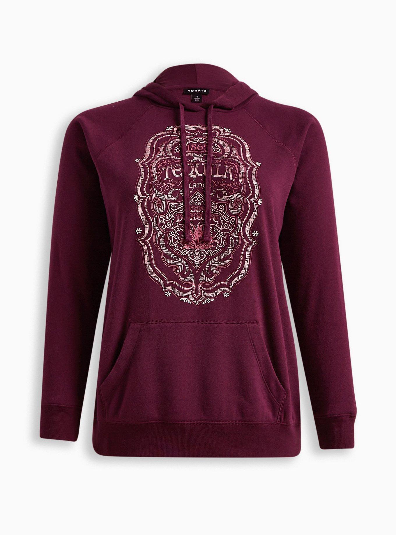 Plus Size - Tequila Blanco Classic Fit Cozy Fleece Pullover Crop Hoodie ...