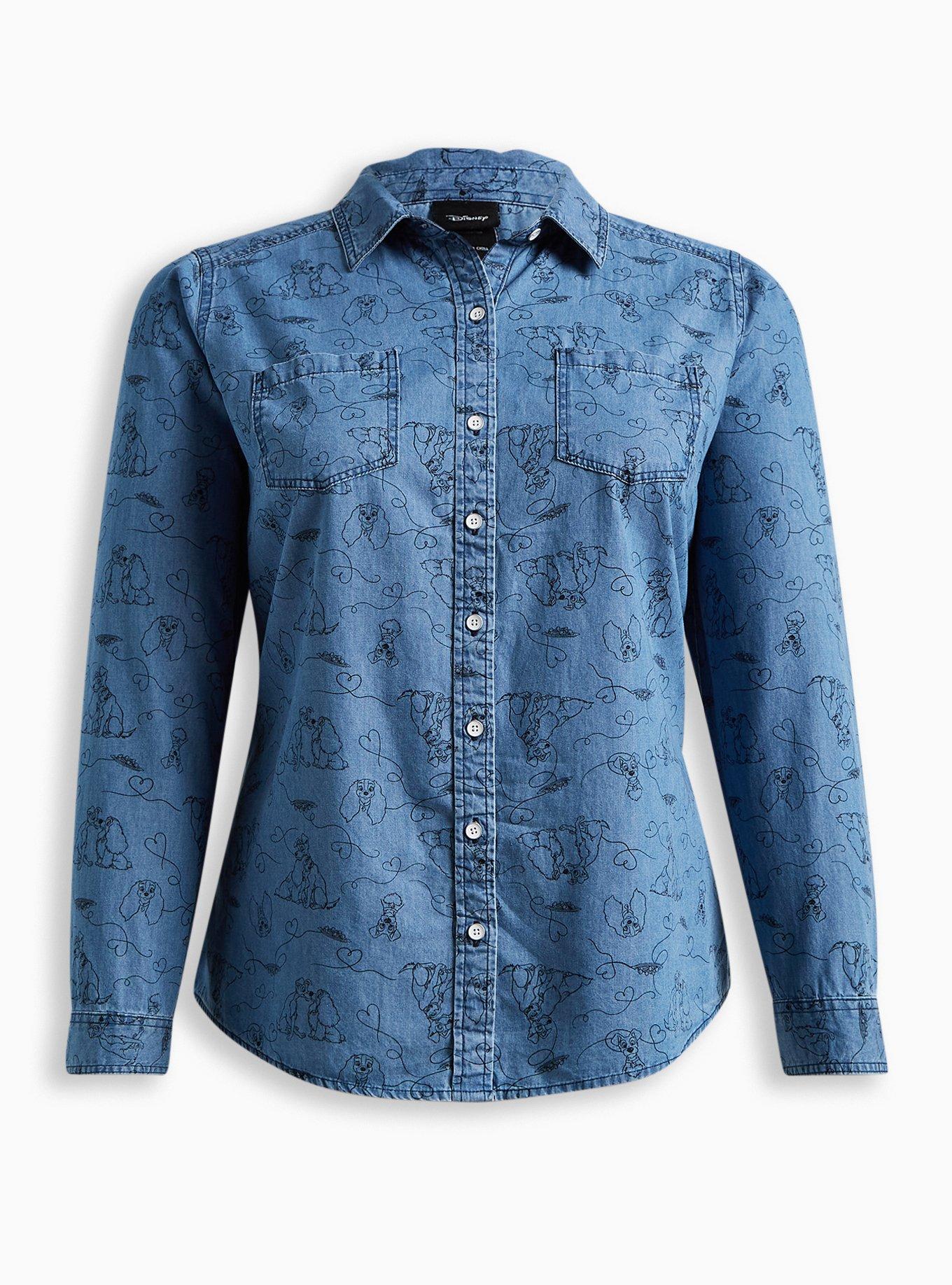 Plus Size - Disney Lady And The Tramp Relaxed Fit Button Up Top - Torrid