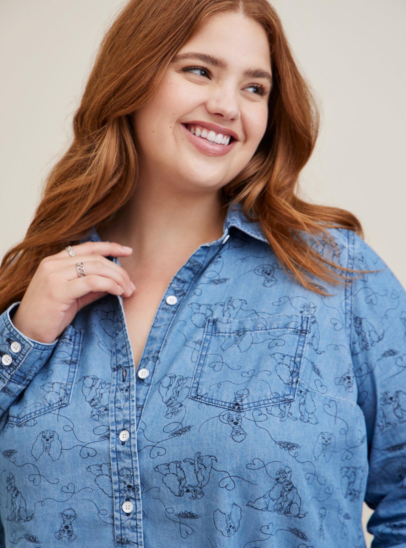 Plus Size - Disney Lady And The Tramp Relaxed Fit Button Up Top - Torrid