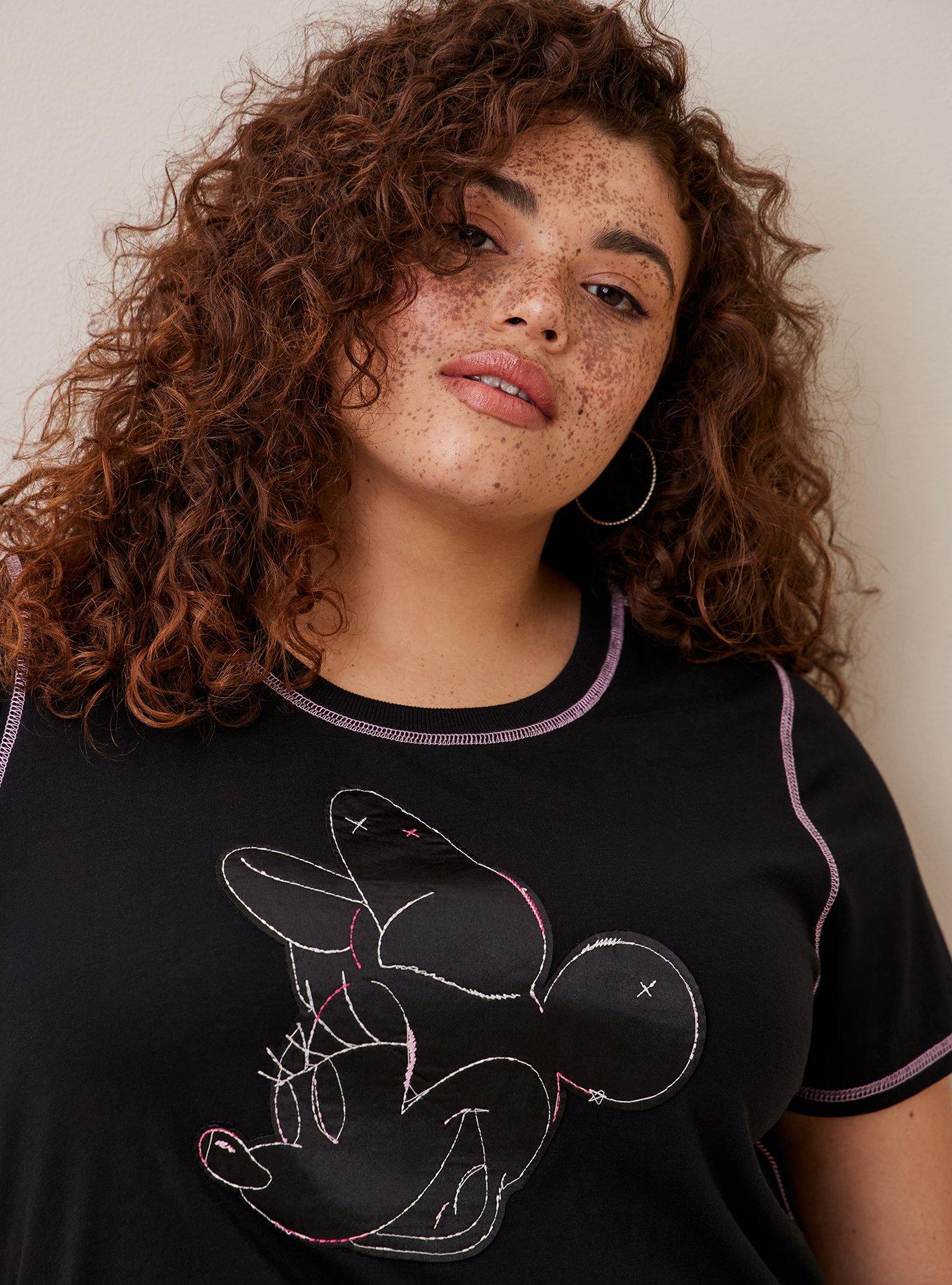 Plus Size - Disney Minnie Mouse Classic Fit Contrast Stitch Crew Neck ...