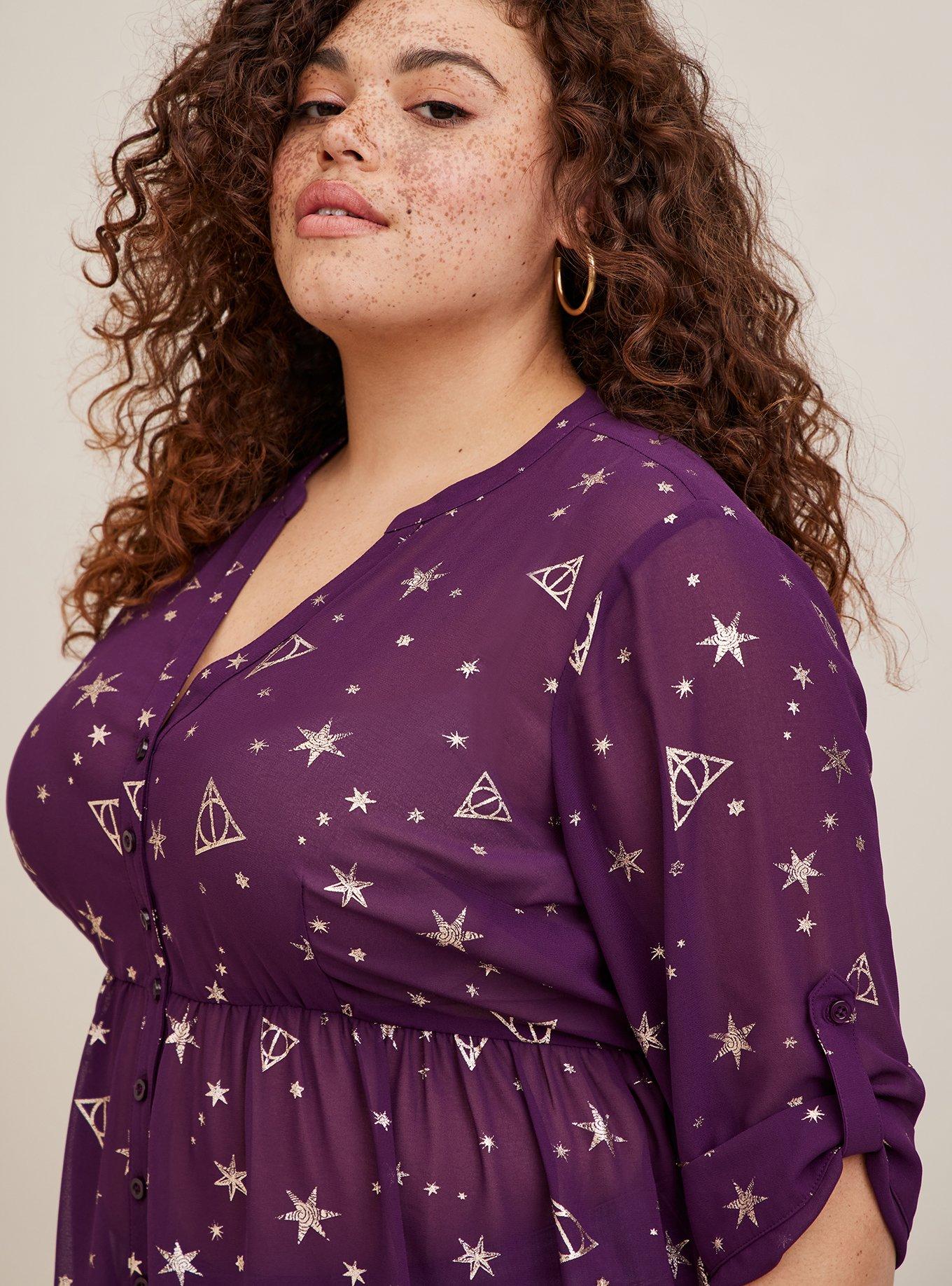 Plus Size - Warner Bros Harry Potter Lexi Chiffon Hi Low Blouse - Torrid