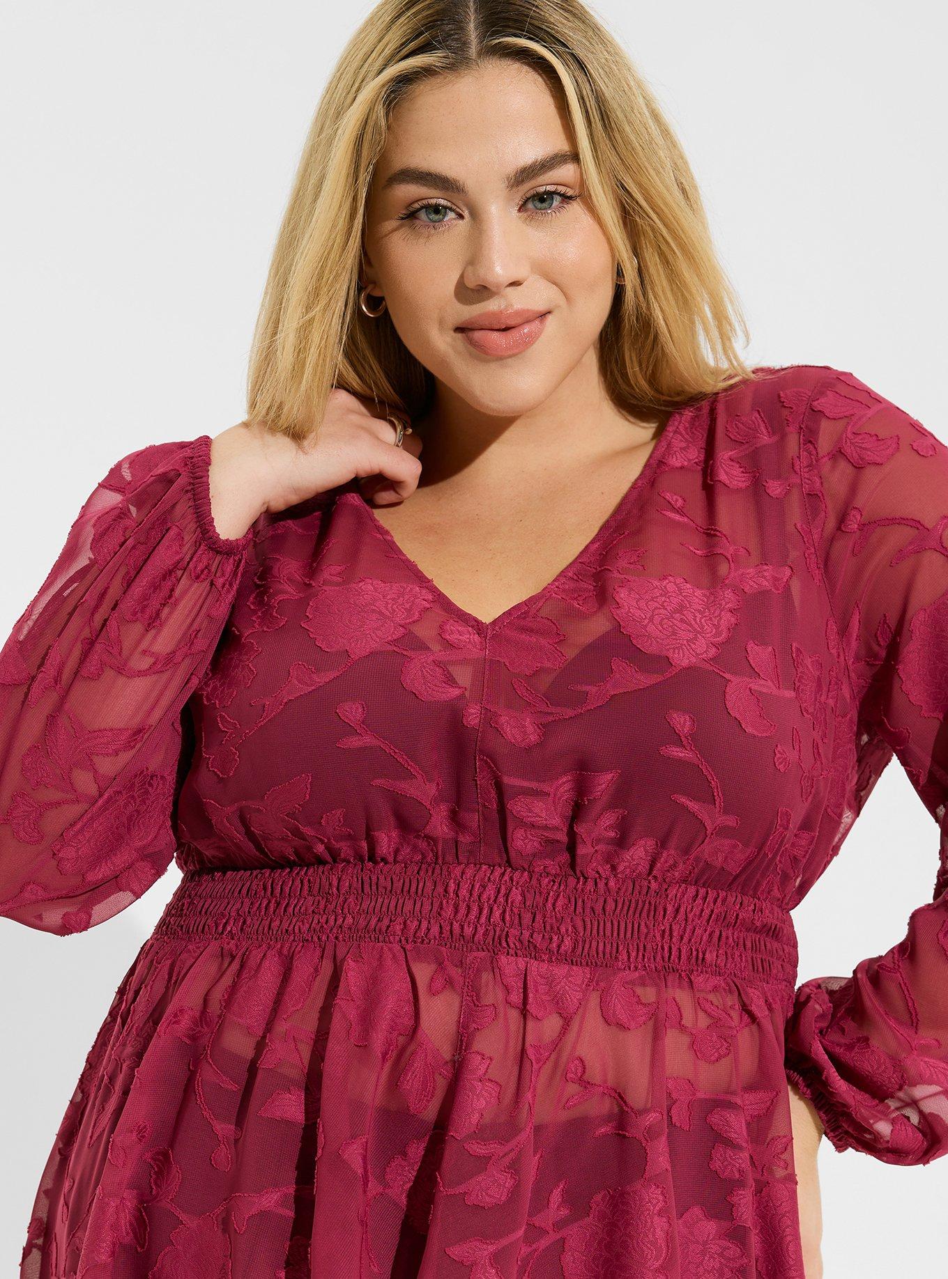 Plus Size - Chiffon Clip Floral Hi-Low Top - Torrid