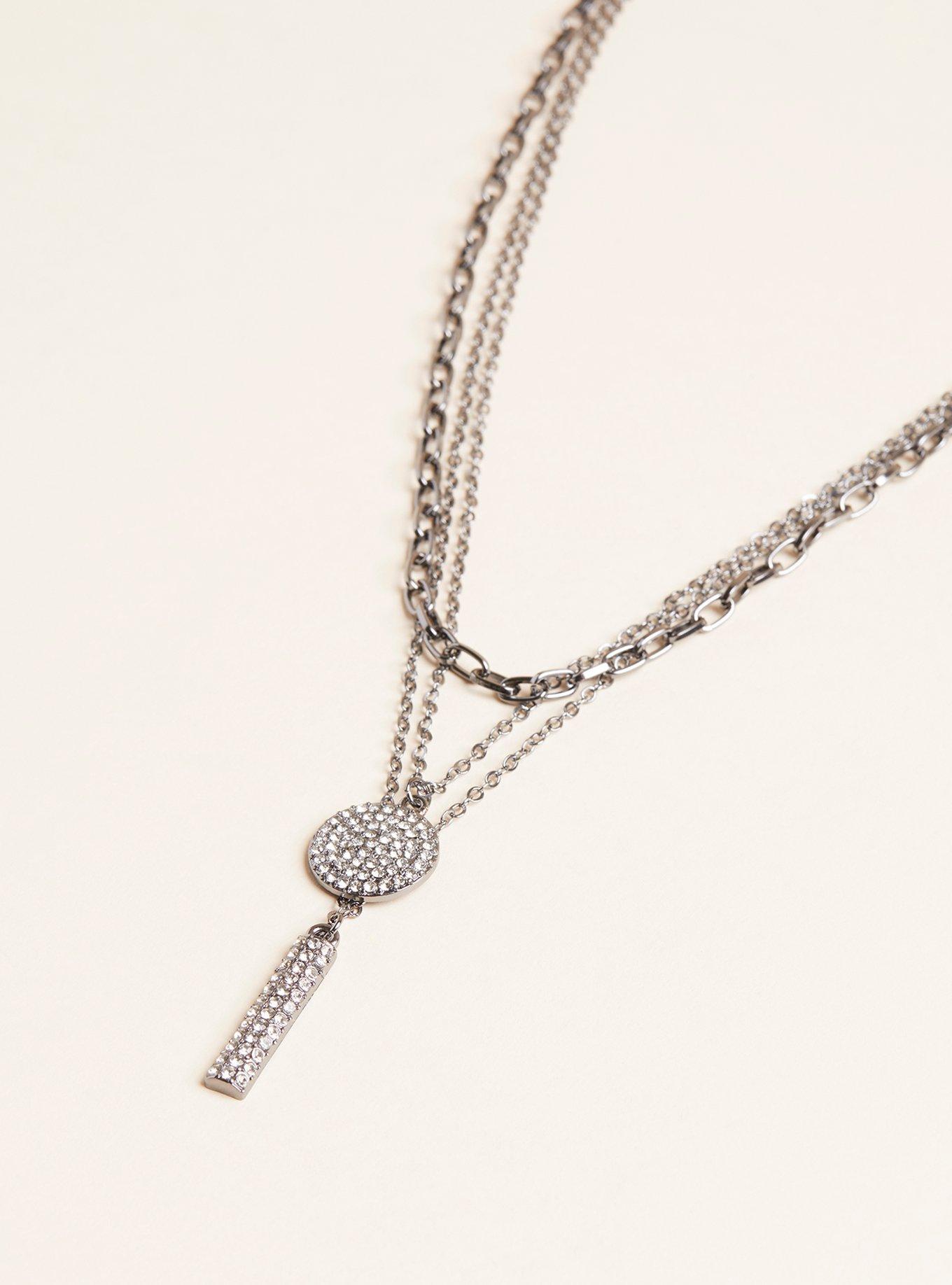 Plus Size - Pave Disc Layered Necklace - Torrid