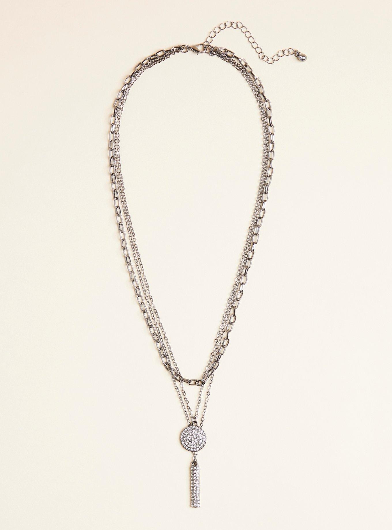 Plus Size - Pave Disc Layered Necklace - Torrid